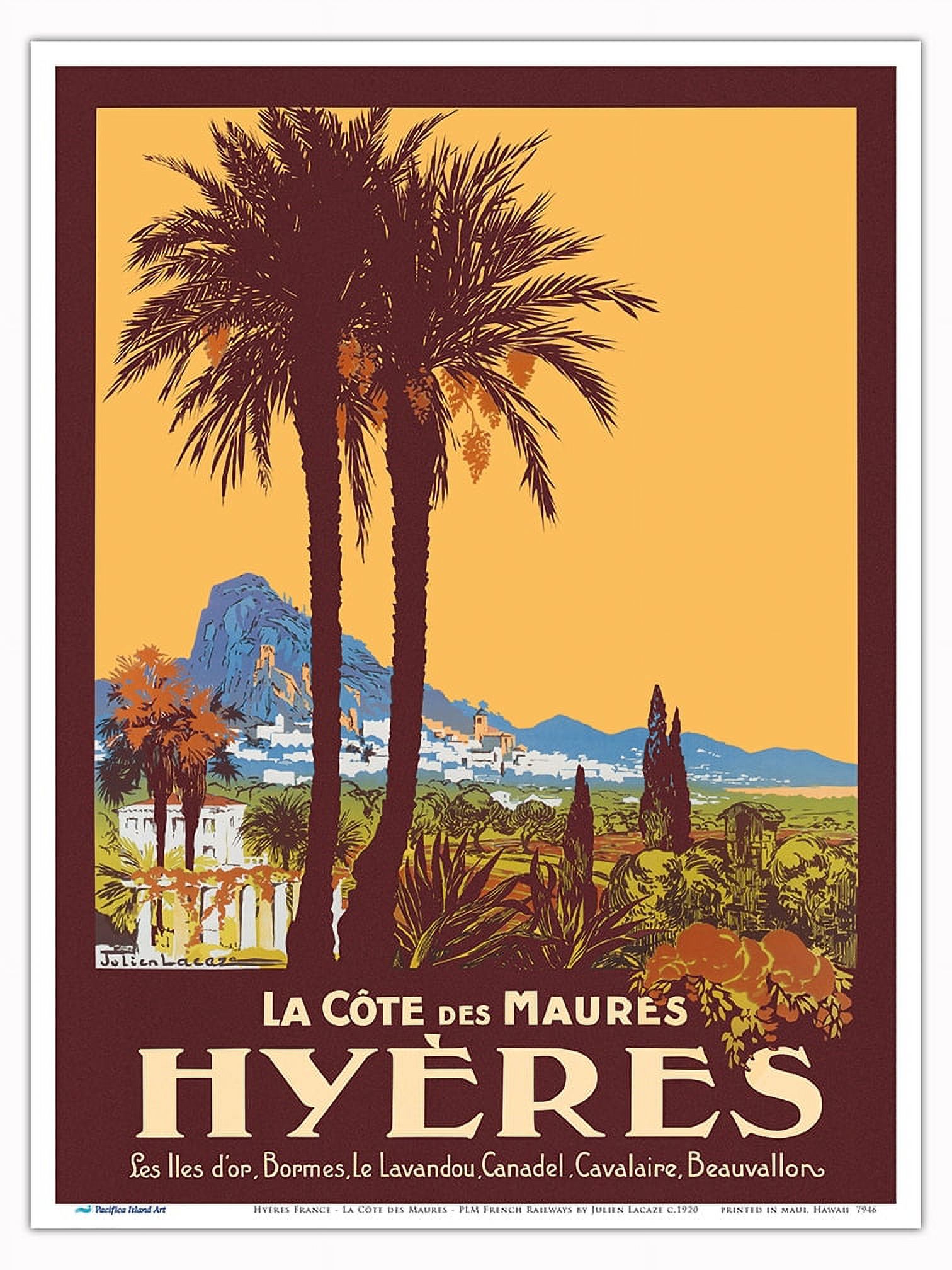 Hyéres France - La Côte des Maures - PLM French Railways - Vintage ...