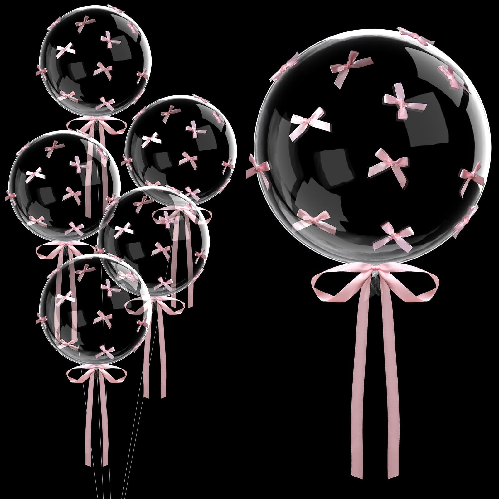 HyDren 15 PcsEGSC Pink Bow Balloons Birthday Decorations with 225 Pcs ...