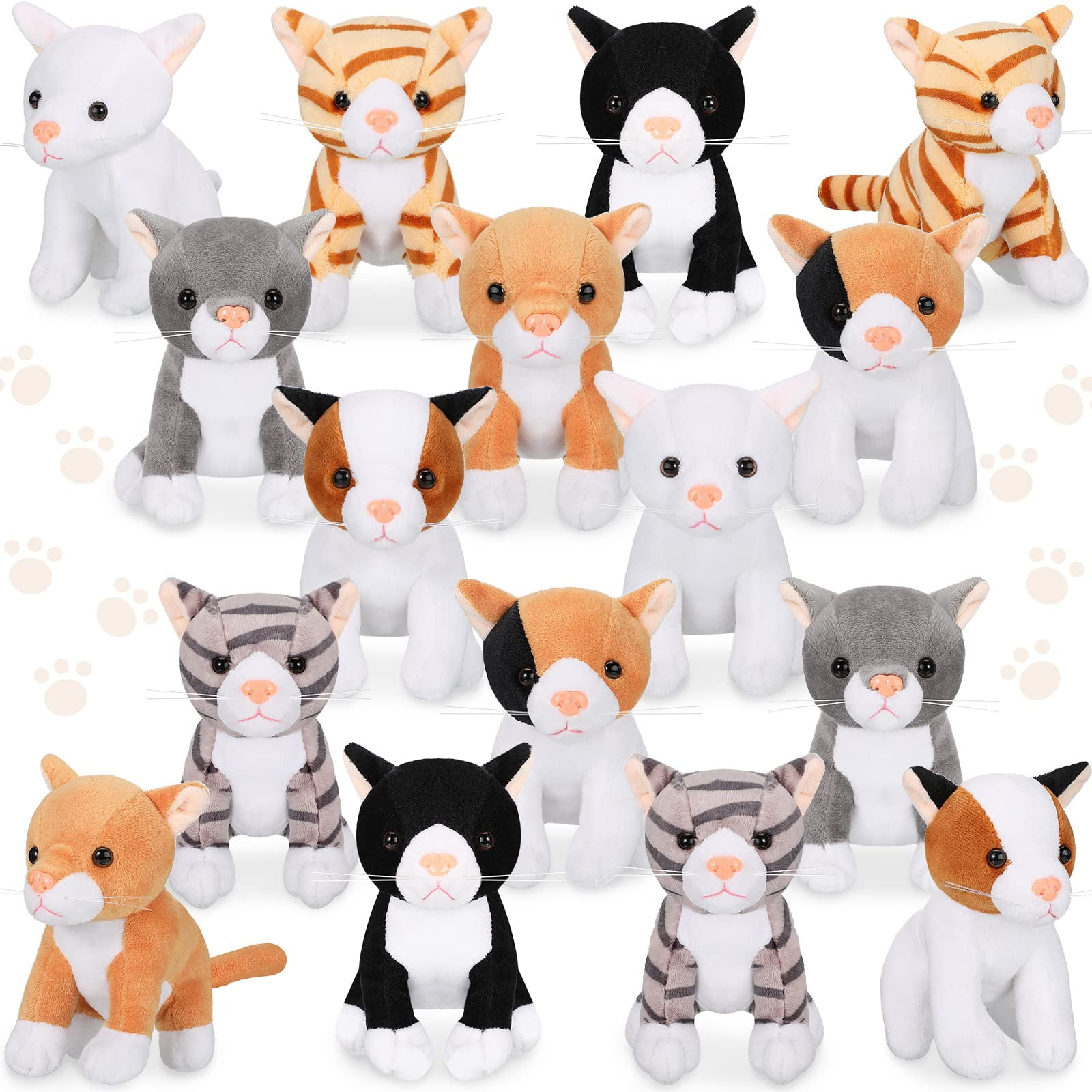 HyDren 16 Pcs Plush Animals Bulk Operation Assorted Small Cat Dog Plush ...