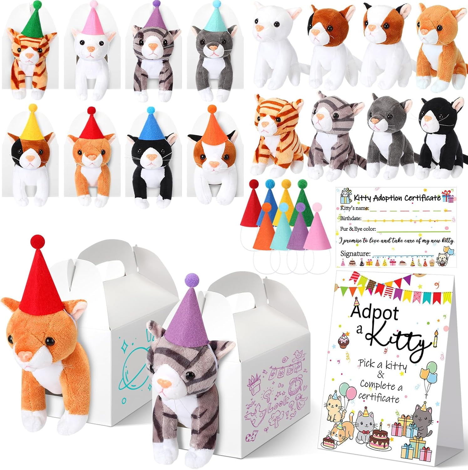 HyDren 25 Pcs Adopt Cat Party Favors Include Adopt a Kitty Sign 8 Kitty ...
