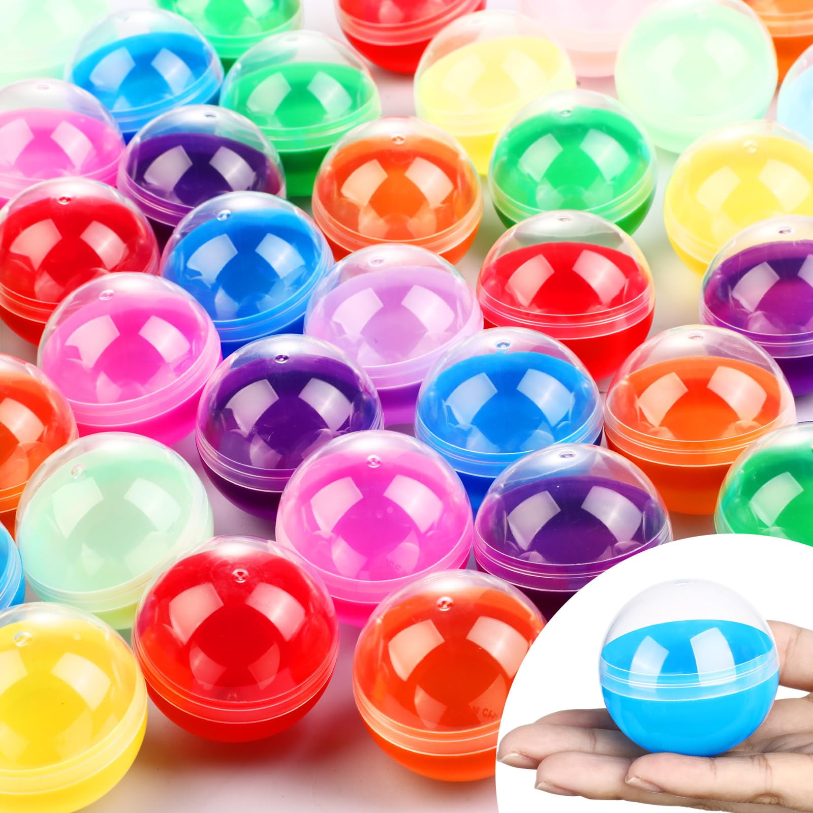 HyDren 60 Pcs 2 DHF10 Inch Gumball Vending Machine Capsules Empty Round ...