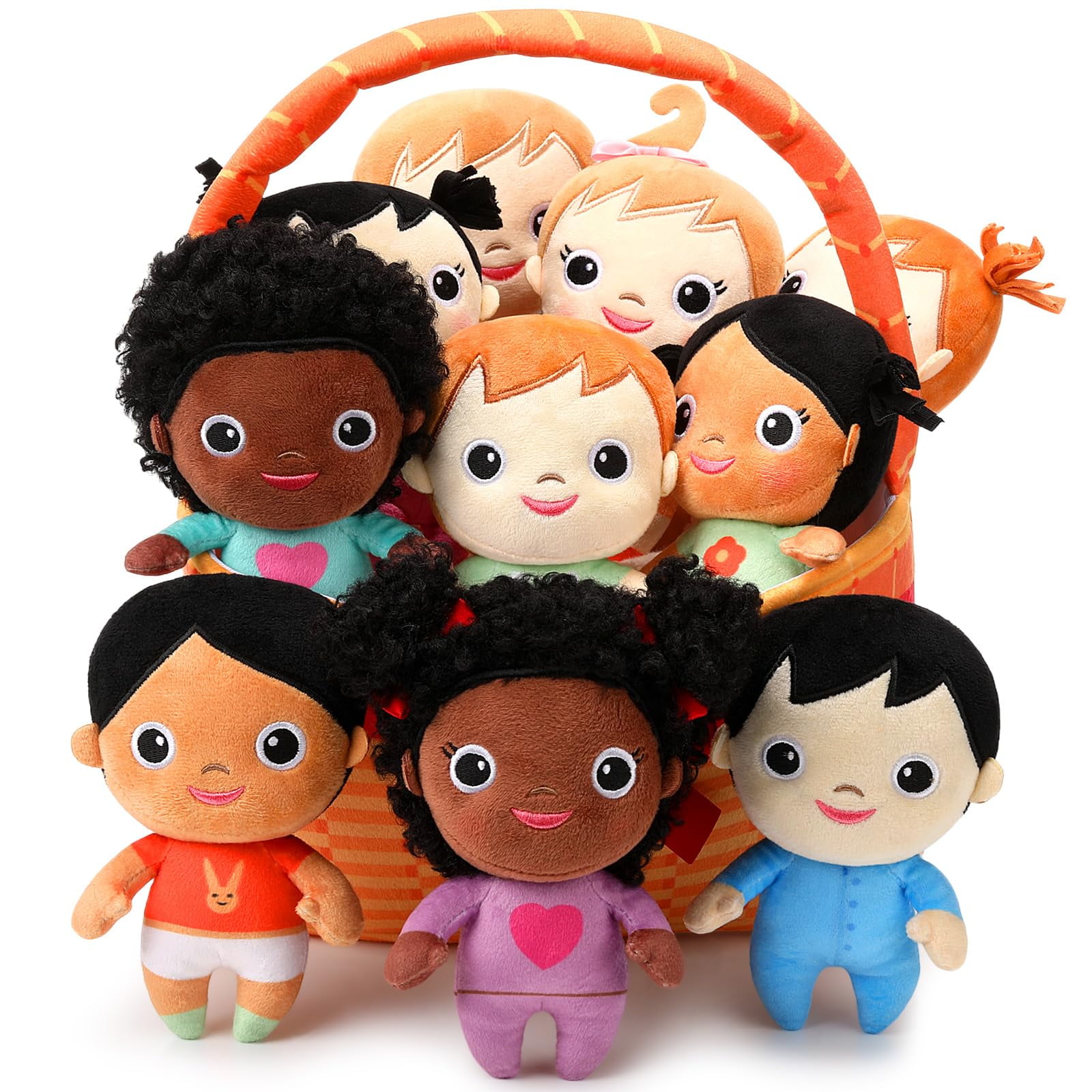 HyDren Basket Plush Baby Dolls, Set of 10 Soft Multicultural Sensory ...