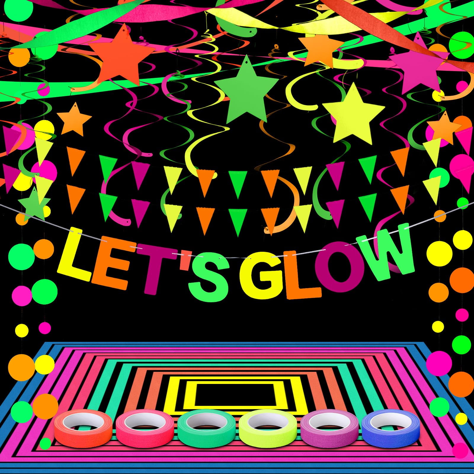 HyDren Glow inEGSC the Dark Party Supplies Neon Party Decorations ...