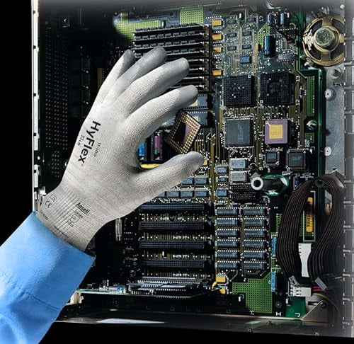 HyFlex 11-100 Cut-Resistant Industrial Safety Nylon Gloves w/ Touchscreen Compatibility for Auto ...