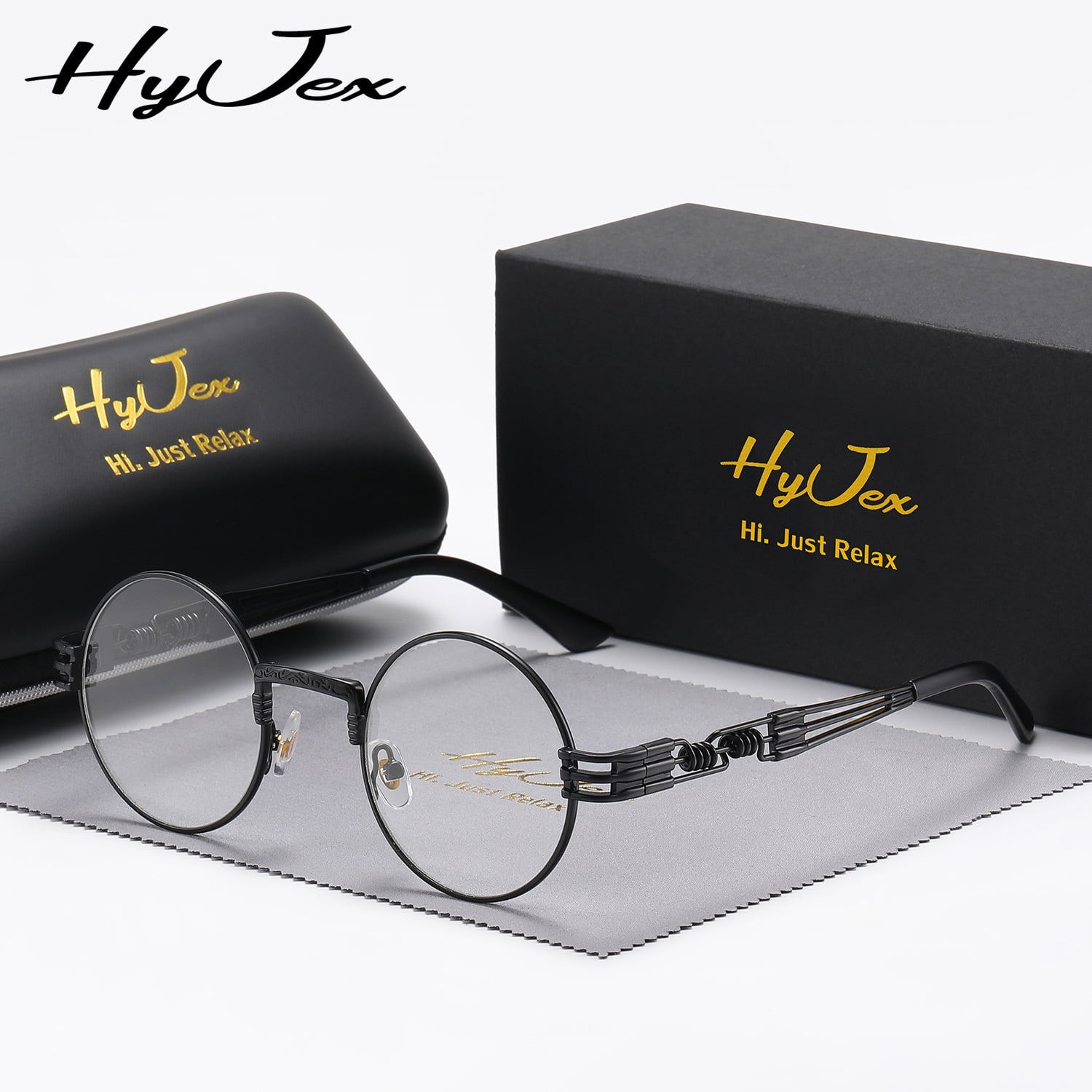 HyJex Unisex Personalized Glasses with The Same Round Frame Mirror ...