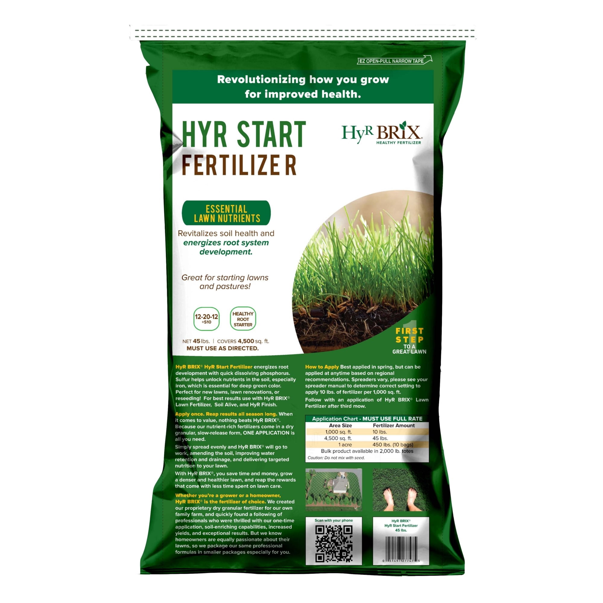 HyR BRIX HyR START 12-20-12 Lawn Starter Fertilizer, 45lb Bag ...