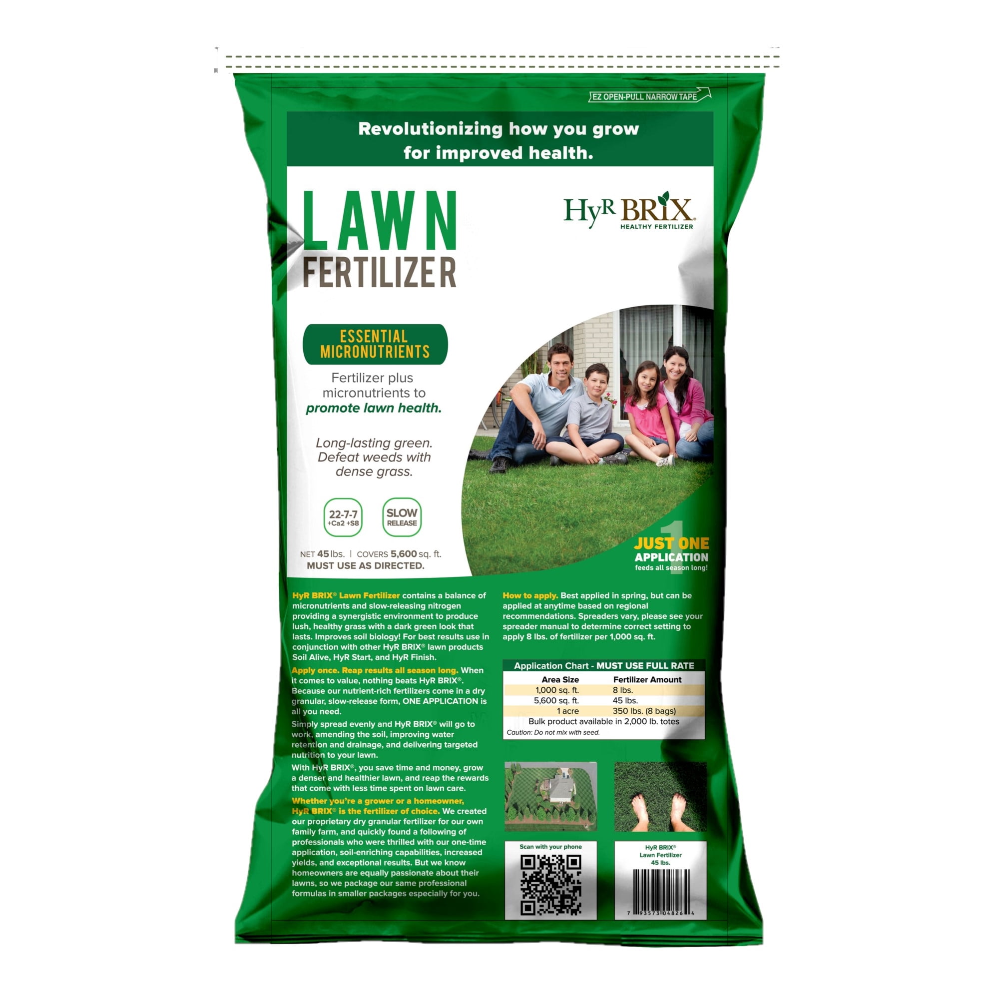 HyR BRIX Slow-Release 22-7-7 Lawn Fertilizer, 45lb Bag - Lawn Food with ...