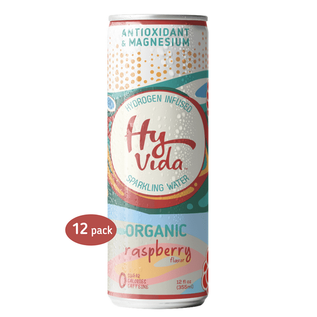 HyVida Organic Raspberry Hydrogen & Magnesium Infused Sparkling Water ...