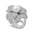 Hyacinth Flower Simulated Pearl Cubic Zirconia Ring Sterling Silver 925 ...