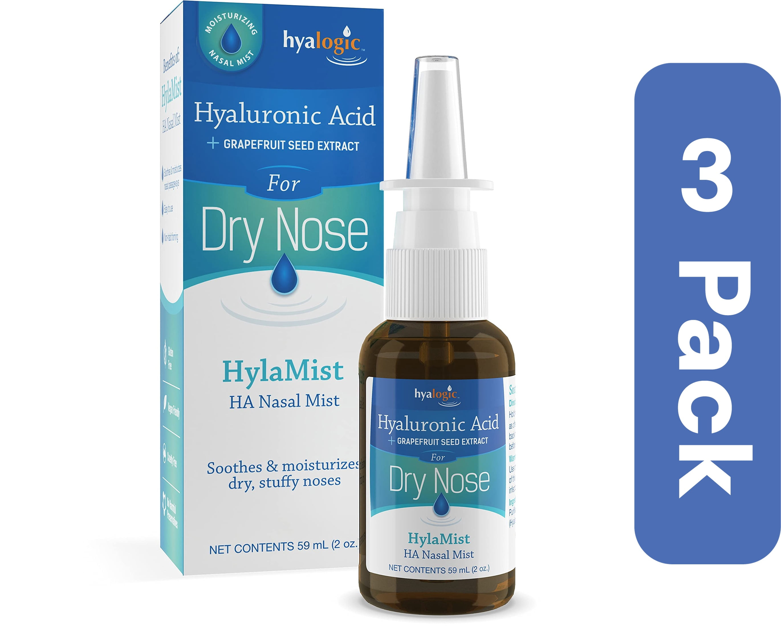 Hyalogic HA Hylamist Nasal Spray 2 fl oz (Pack of 3) - Walmart.com