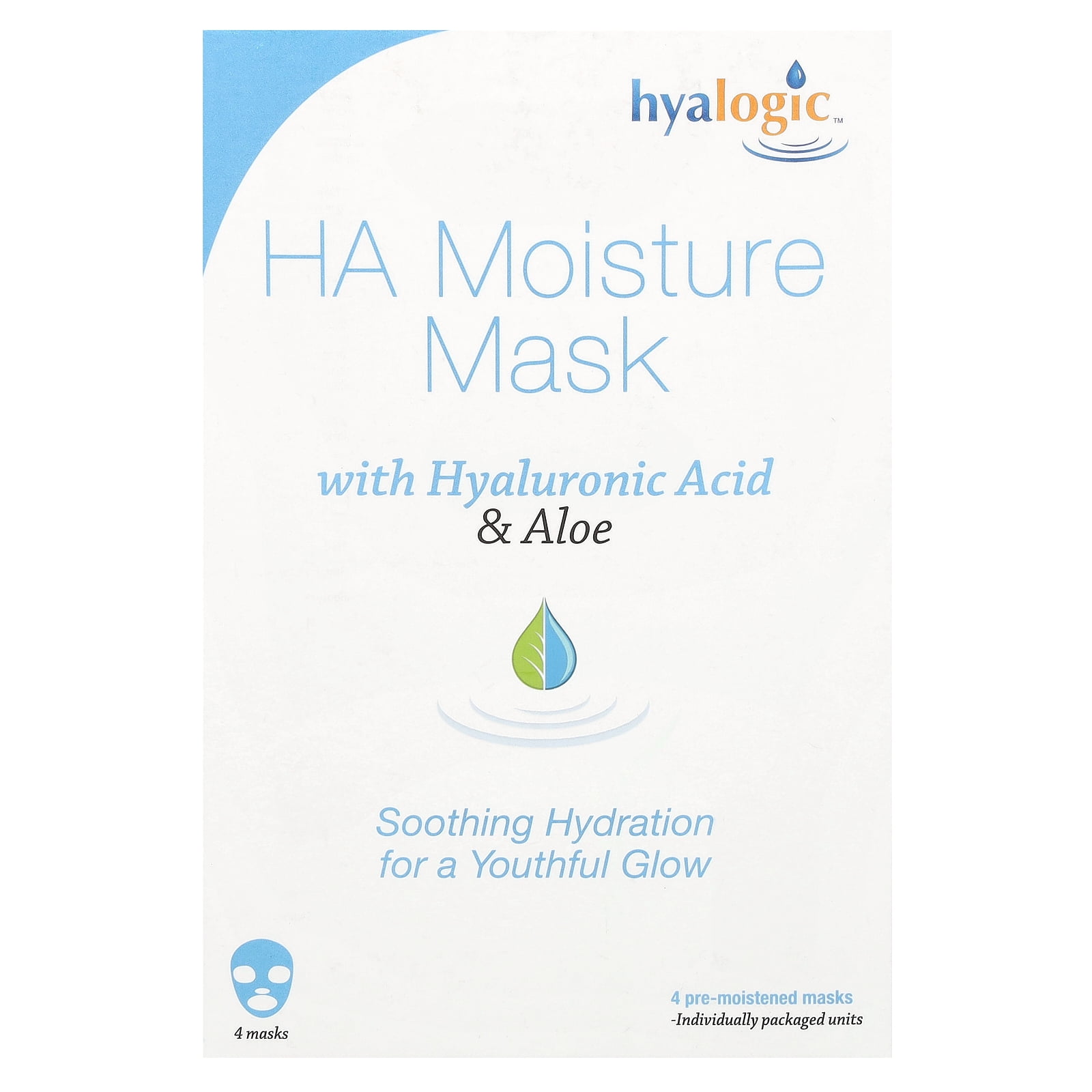 Hyalogic Hyaluronic Acid Moisturizing Face Mask Sheet (Pack of 4 Sheets ...
