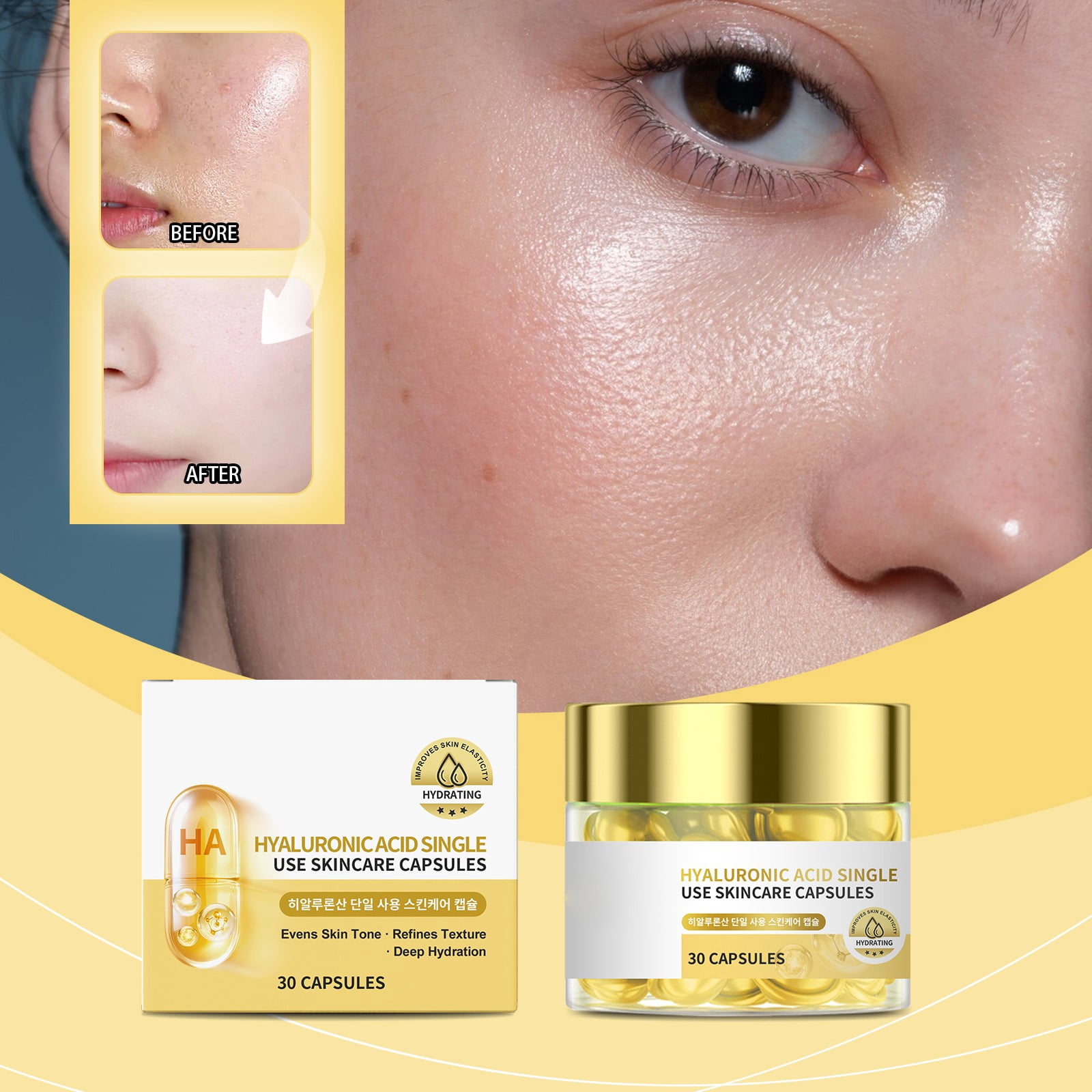 Hyaluronic Acid Disposable Skin Care Capsules Deep Water Lock Enhance ...