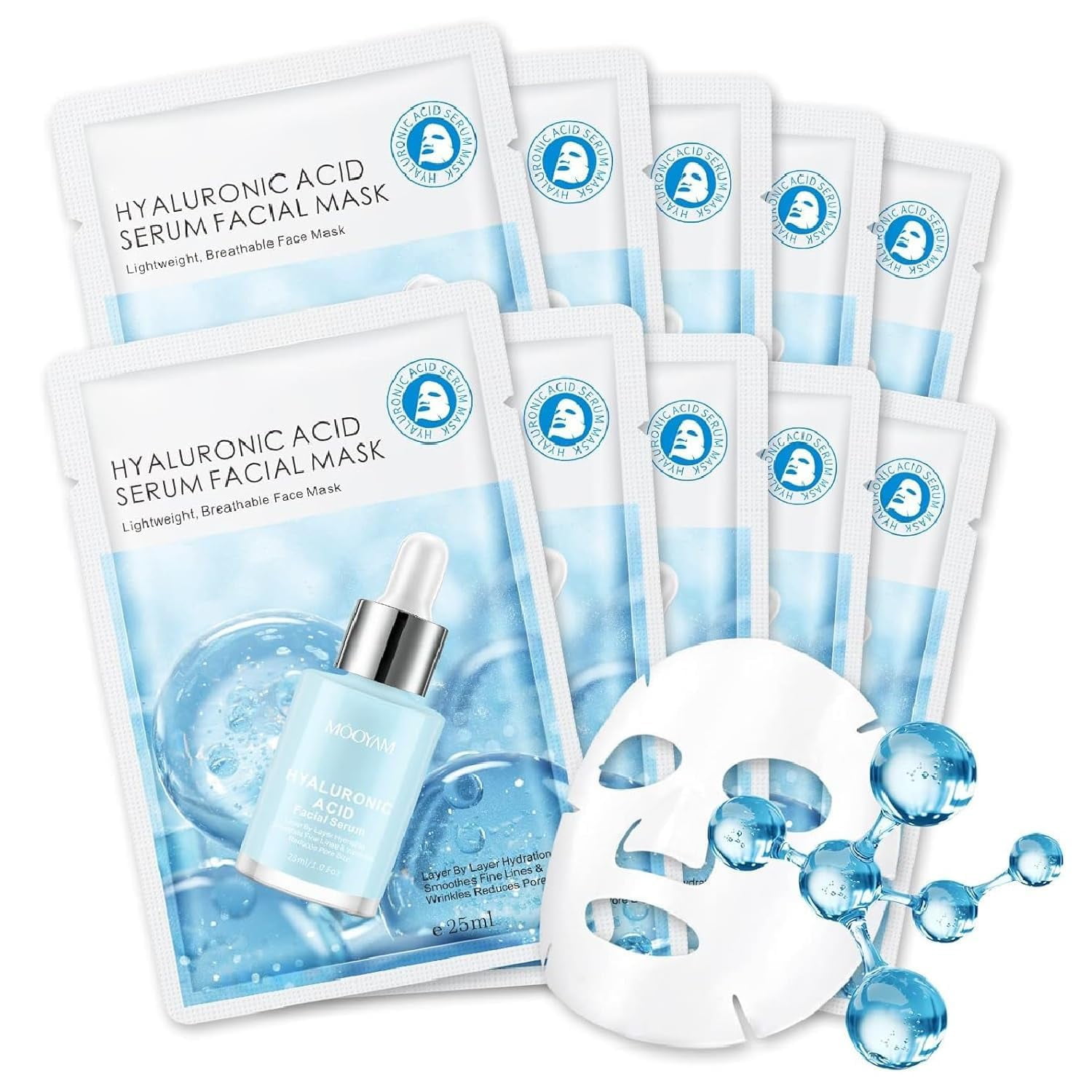 Hyaluronic Acid Face Masks IFF17 Skincare, Hydrating Facial Deep ...