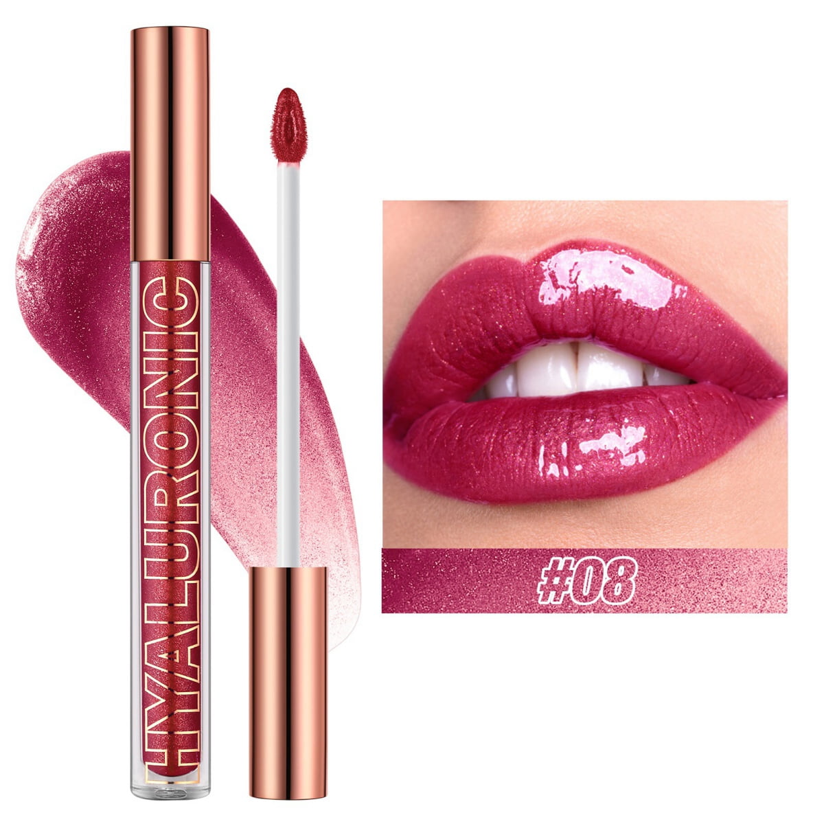 Hyaluronic Acid Lip Gloss,Shimmer & Long Lasting Smooth Texture Gloss ...