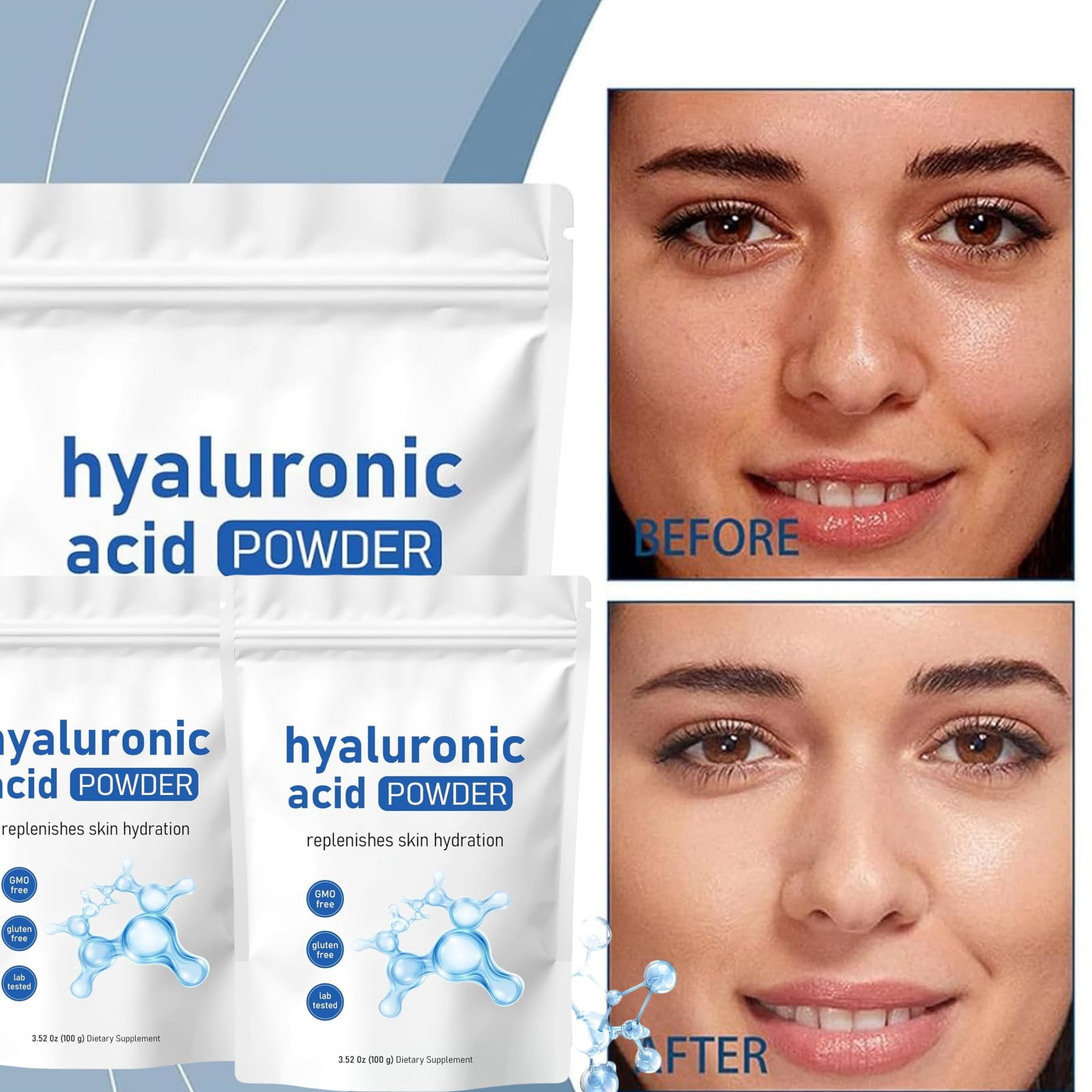 Hyaluronic Acid Powder for Skin Care - Low Molecular Weight, Vegan ...
