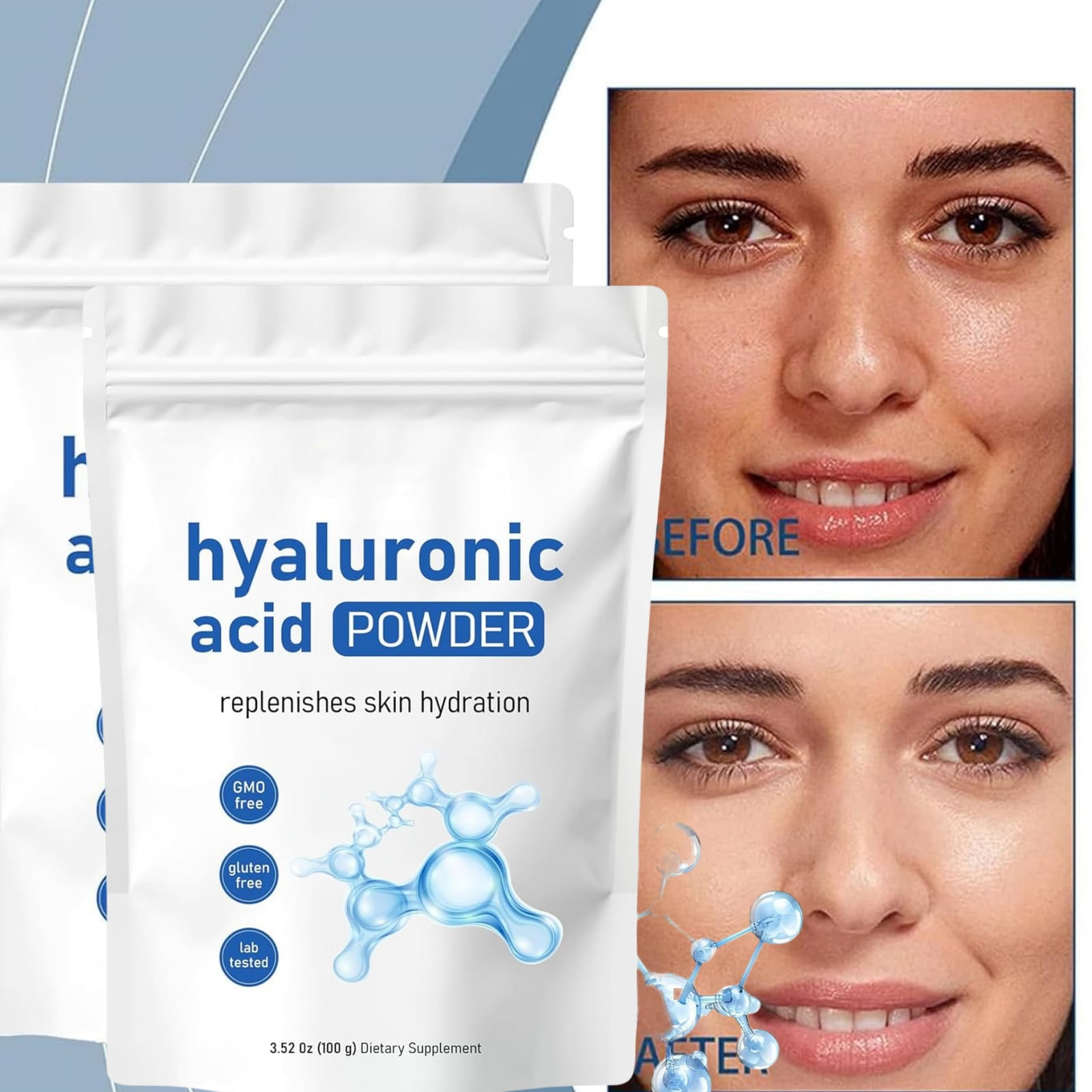 Hyaluronic Acid Powder for Skin Care - Low Molecular Weight, Vegan ...
