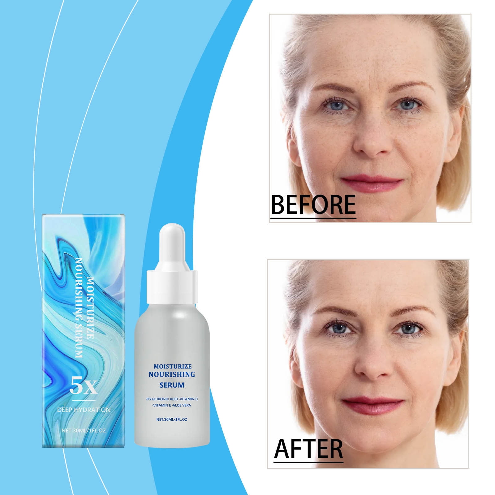 Hyaluronic Acid Serum for Face,Deep Hydration & Plumping, Anti-Aging Hydration Moisturizer with ...