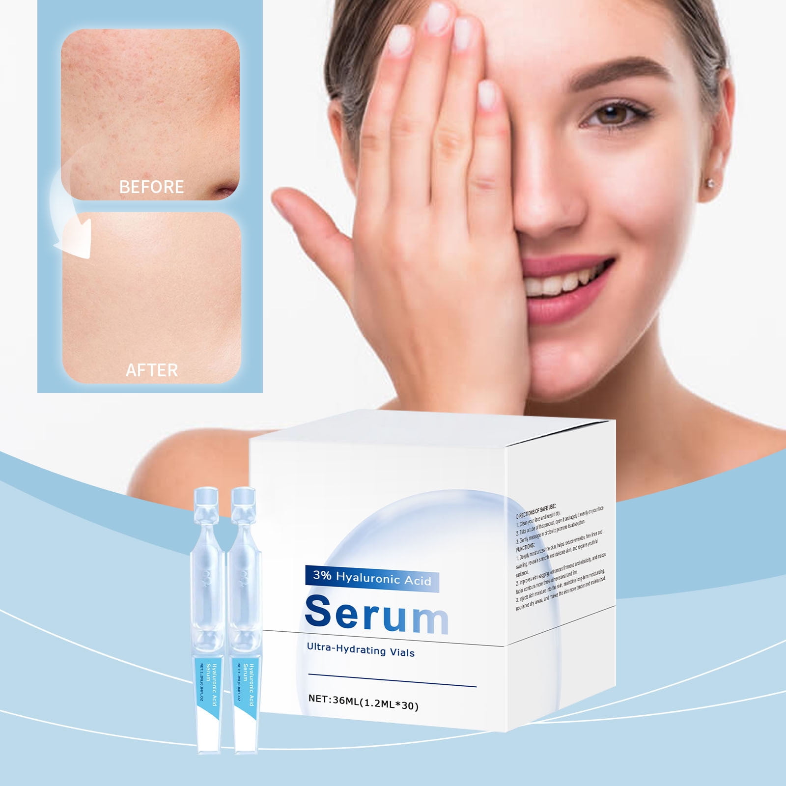 Hyaluronic Acid Tubes, 20pcs 3% Hyaluronic Acid Serum Ultra-Hydrating ...