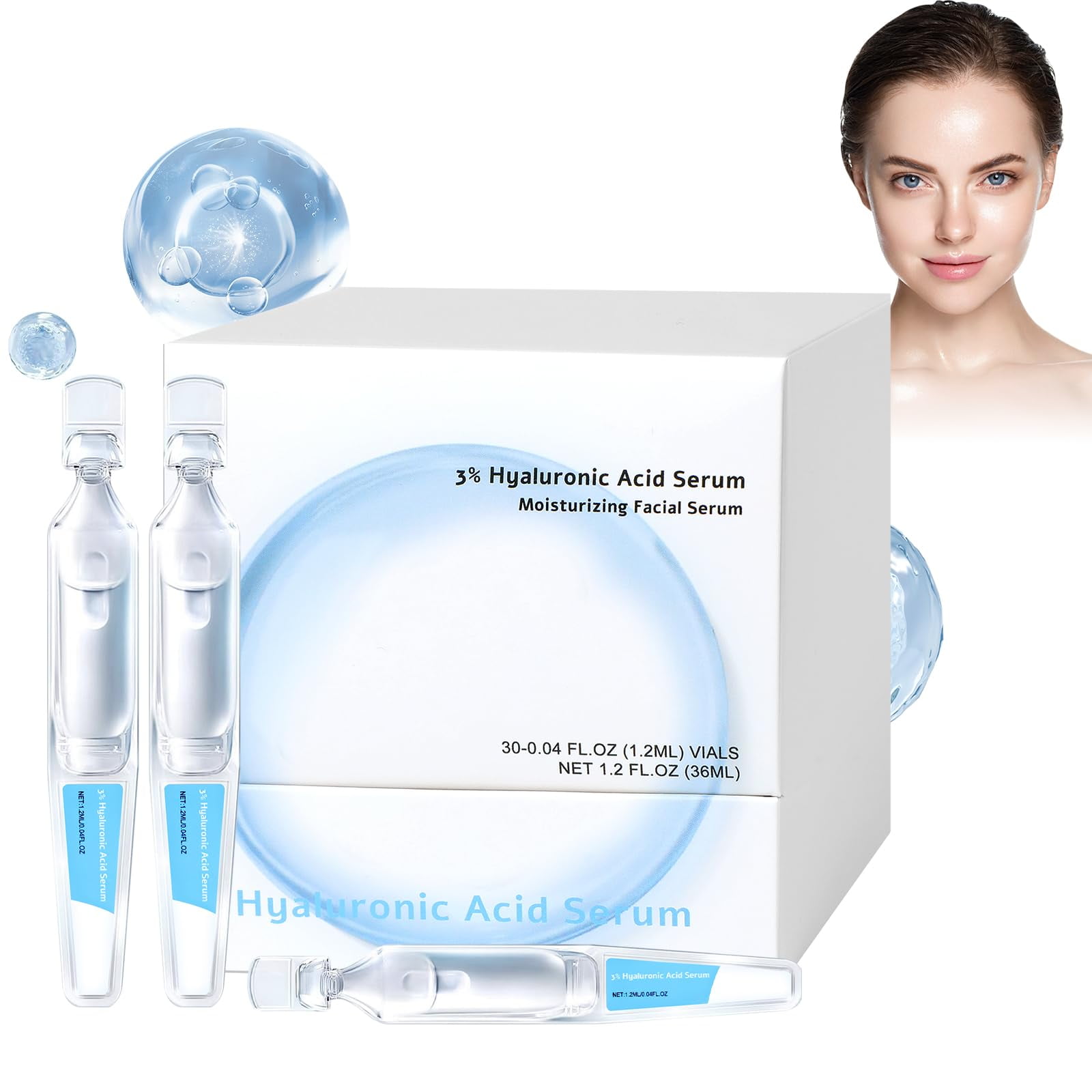 Hyaluronic Acid Tubes, 30pcs BCA3 3% Hyaluronic Acid Serum Ultra ...