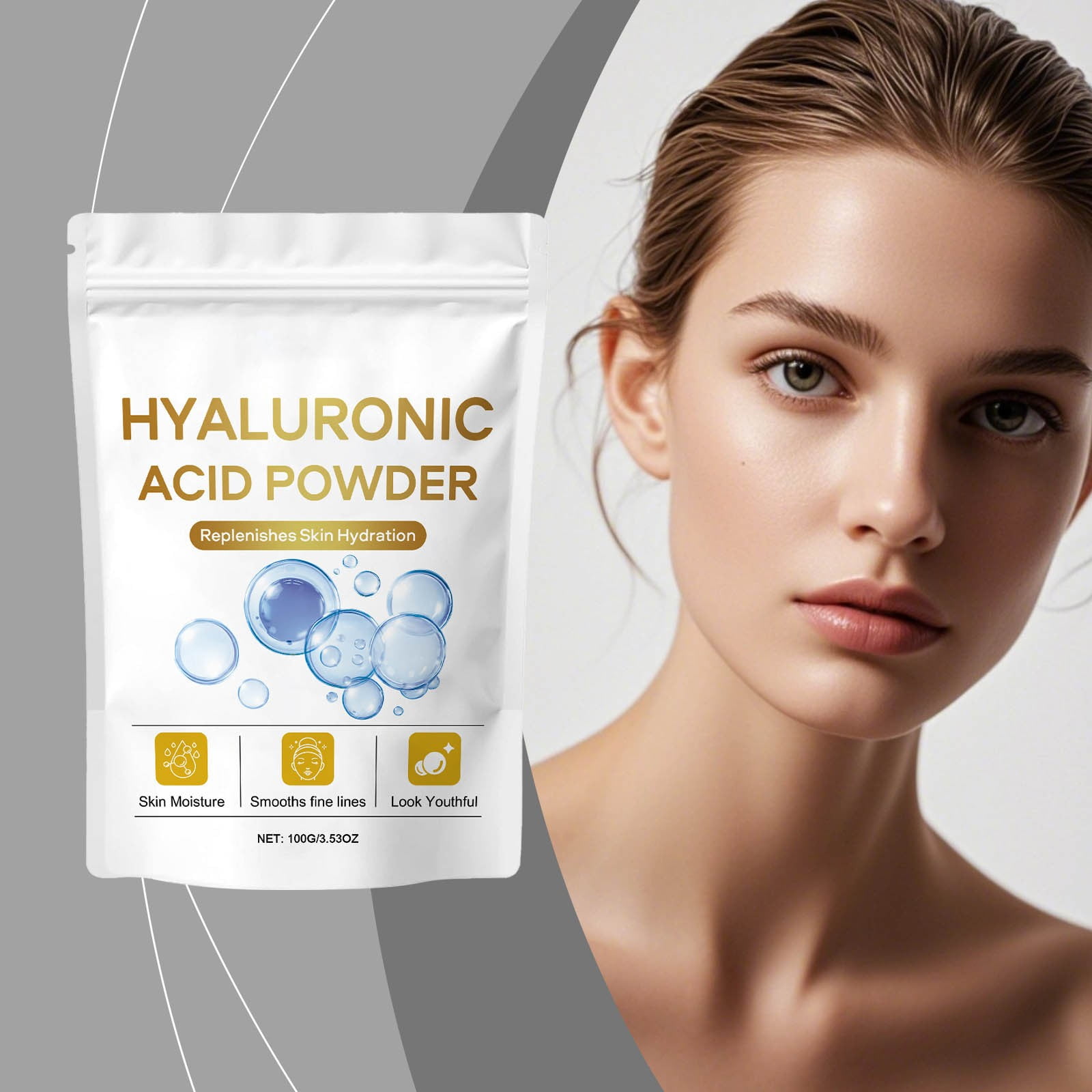 Hyaluronic Powder For Skin Tend Is Used For Self-made Facial And Skin ...