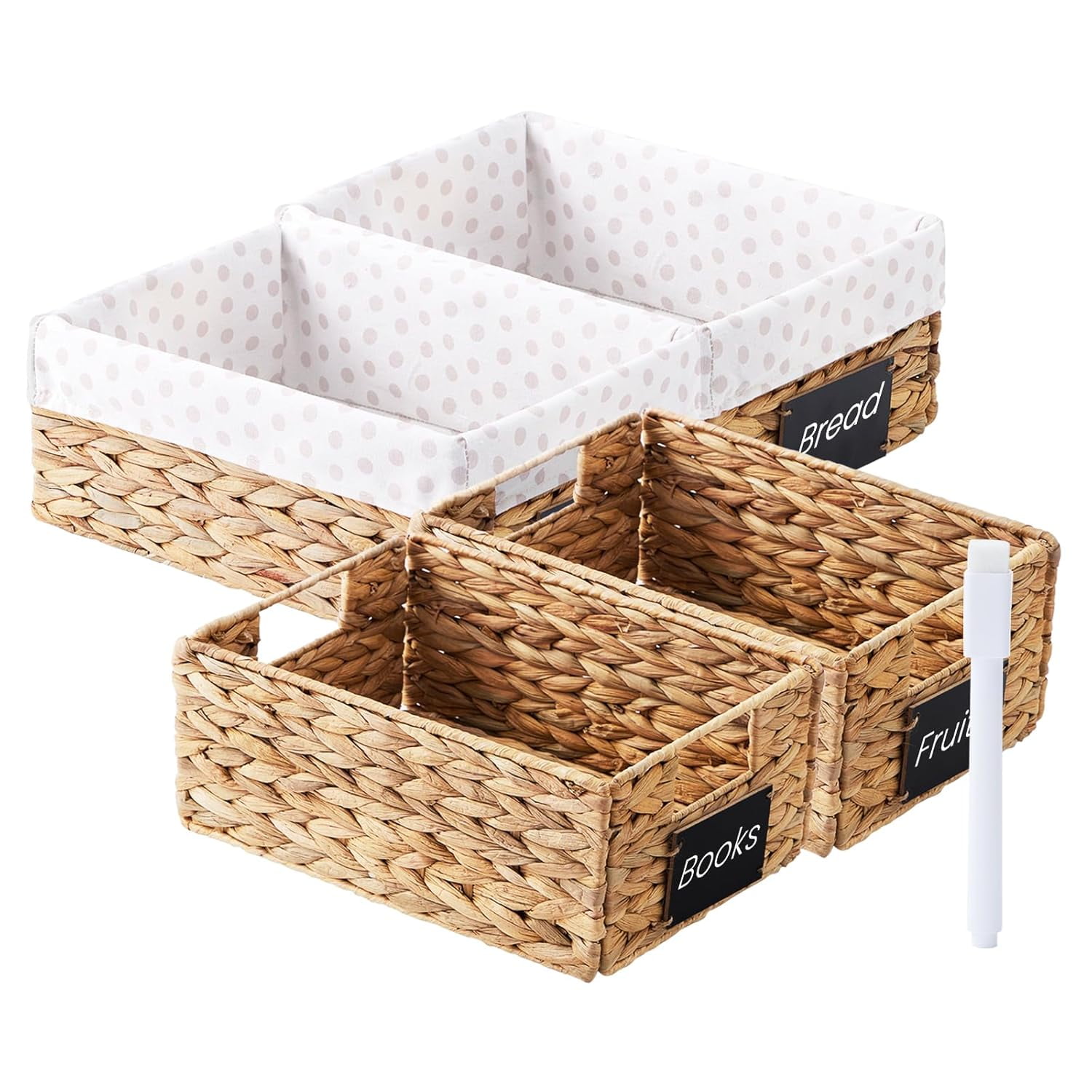 Hyancynt storage Baskets, 12 x 9 x 5 inches, with Linen and Chalk ...
