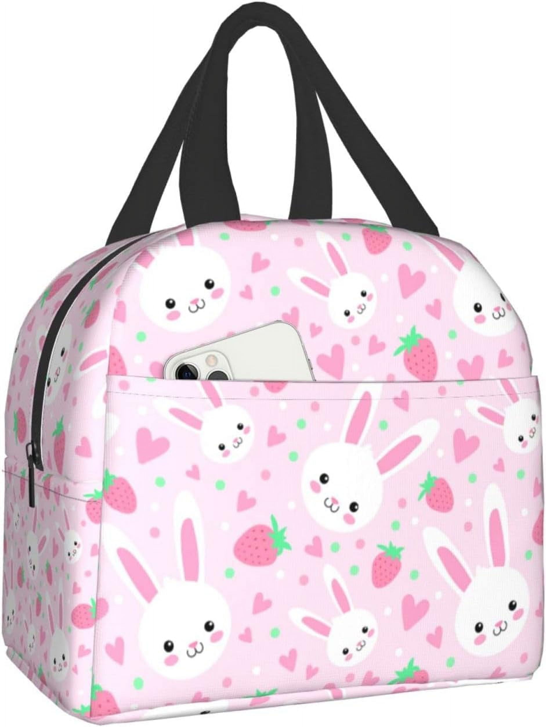 Hyang Cute Bunny Strawberries And Hearts Lunch Bag Reusable Lunch Box ...