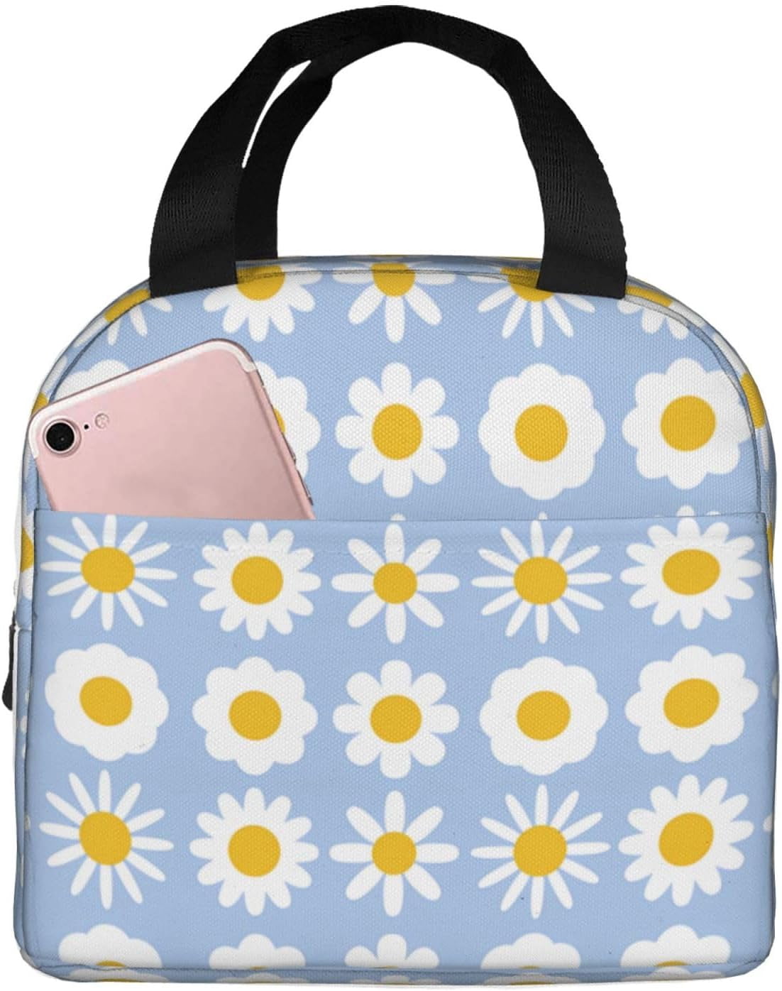 Hyang Floral Daisy Purple Flower Insulated Lunch Bag - Chic Practical ...