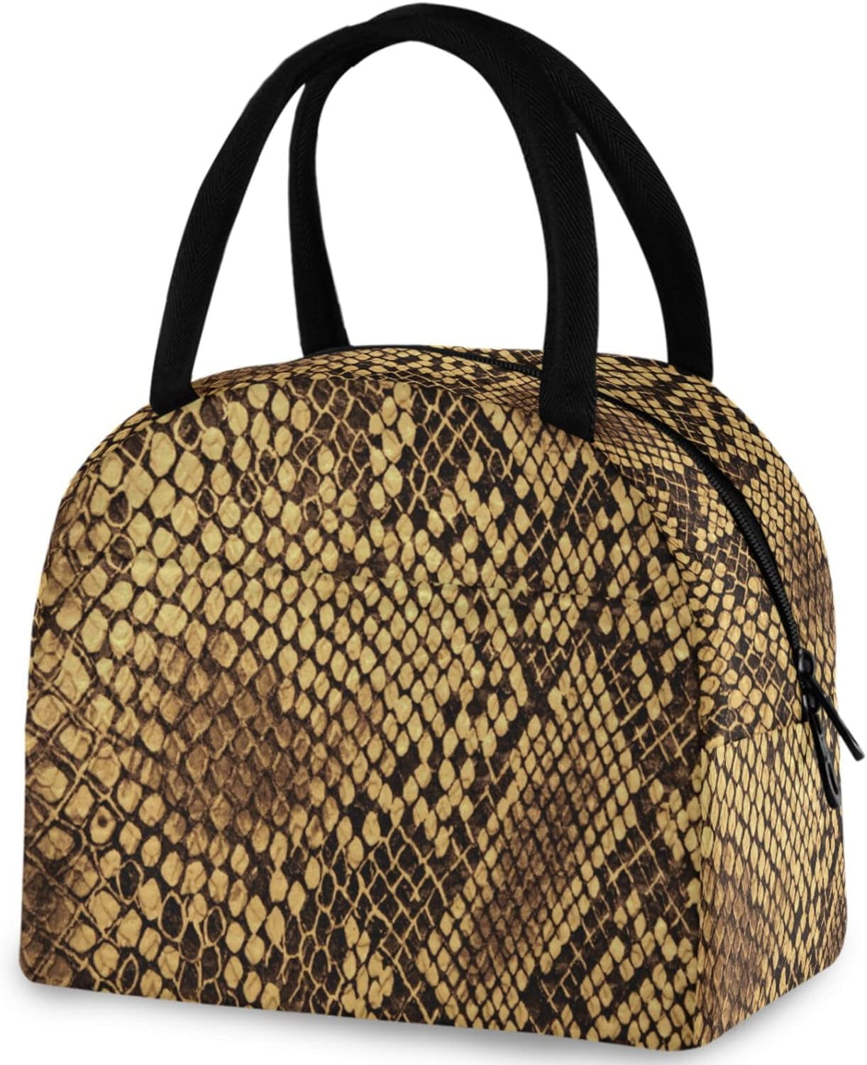 Hyang Lifelike Snake Skin Reusable Lunch Tote Bag with Front Pocket ...