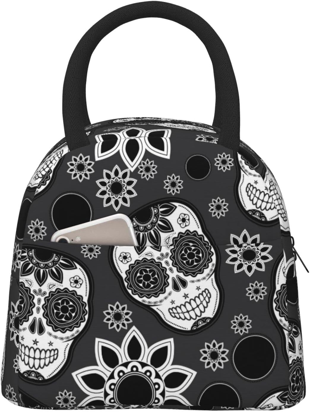 Hyang Lunch Bag Insulated Black White Checkered Print Lunch Box ...