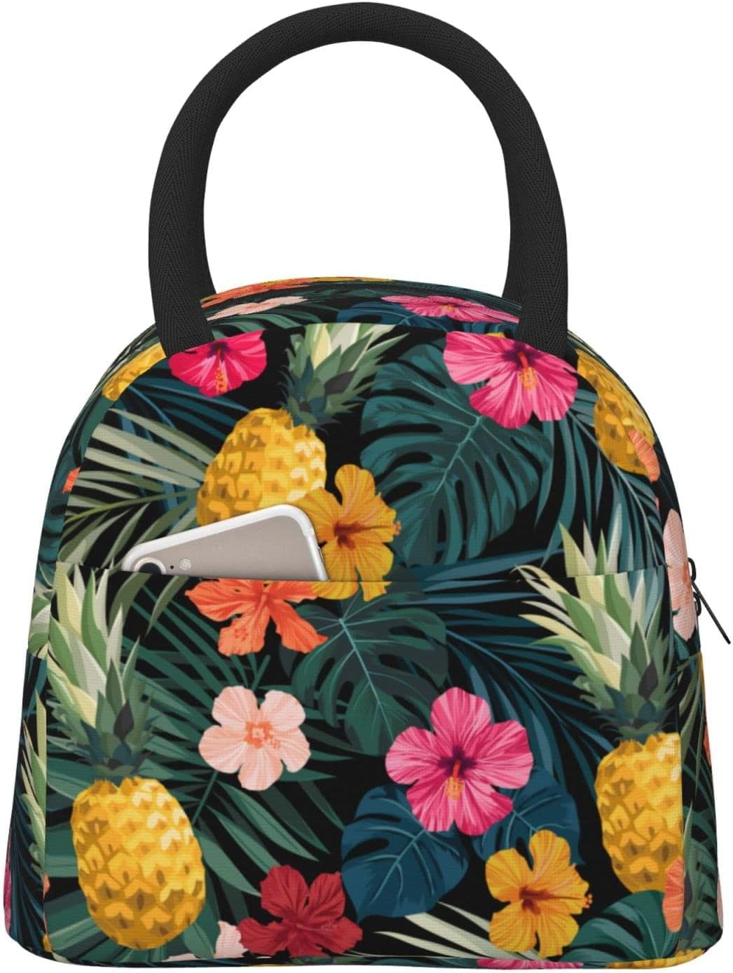 Hyang Lunch Bag Insulated Black White Checkered Print Lunch Box ...