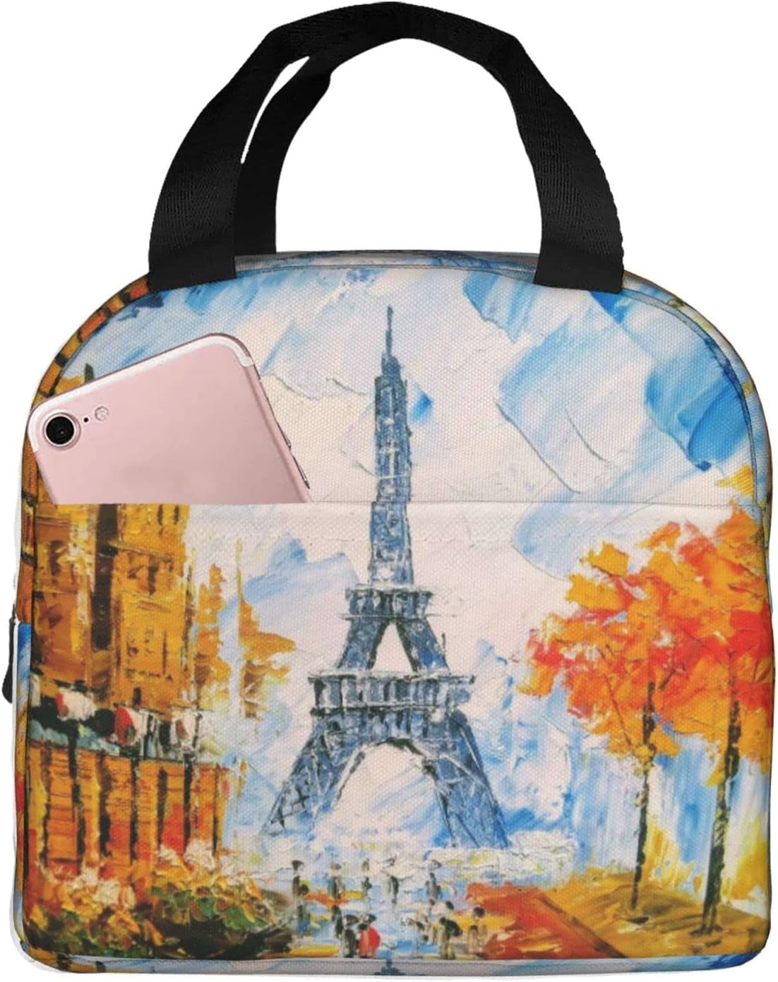 Hyang Lunch Bag Insulated Black White Checkered Print Lunch Box ...