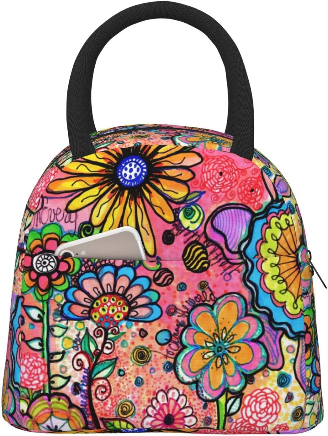 Hyang Lunch Bag Insulated Black White Checkered Print Lunch Box ...