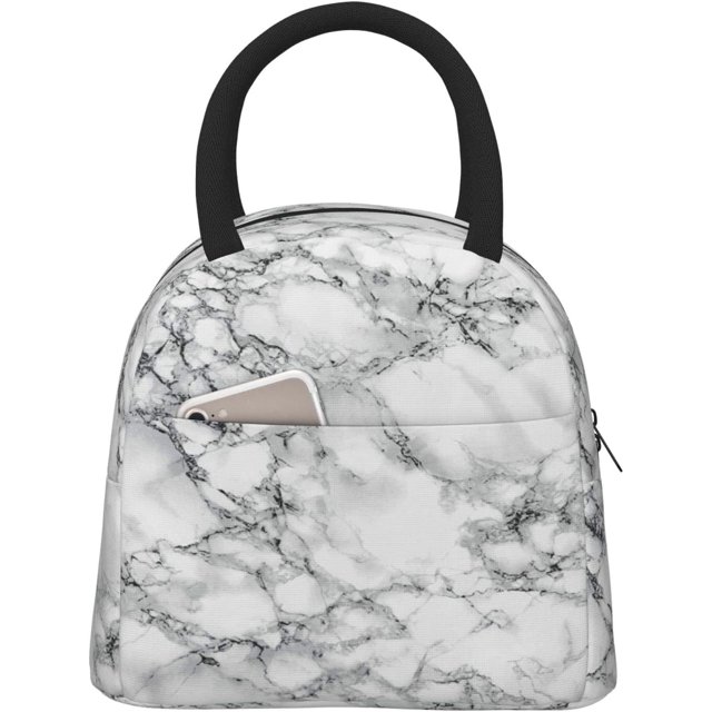 Hyang Lunch Bag Insulated Marble Texture Black And White Lunch Box ...
