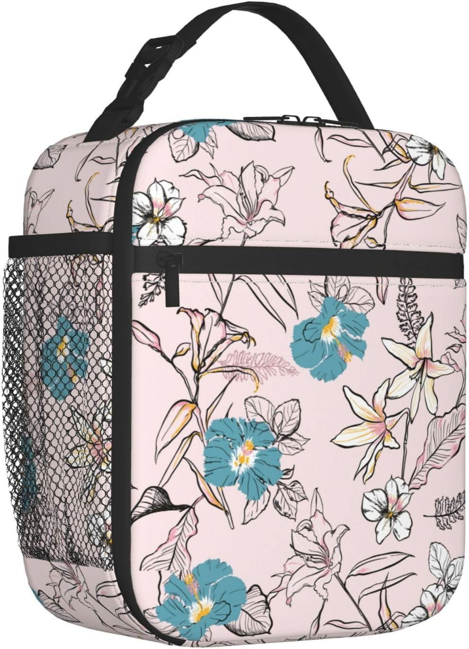 Hyang Lunch Bag Men Women Lotus With Blue Floral Lunch Bags Reusable ...