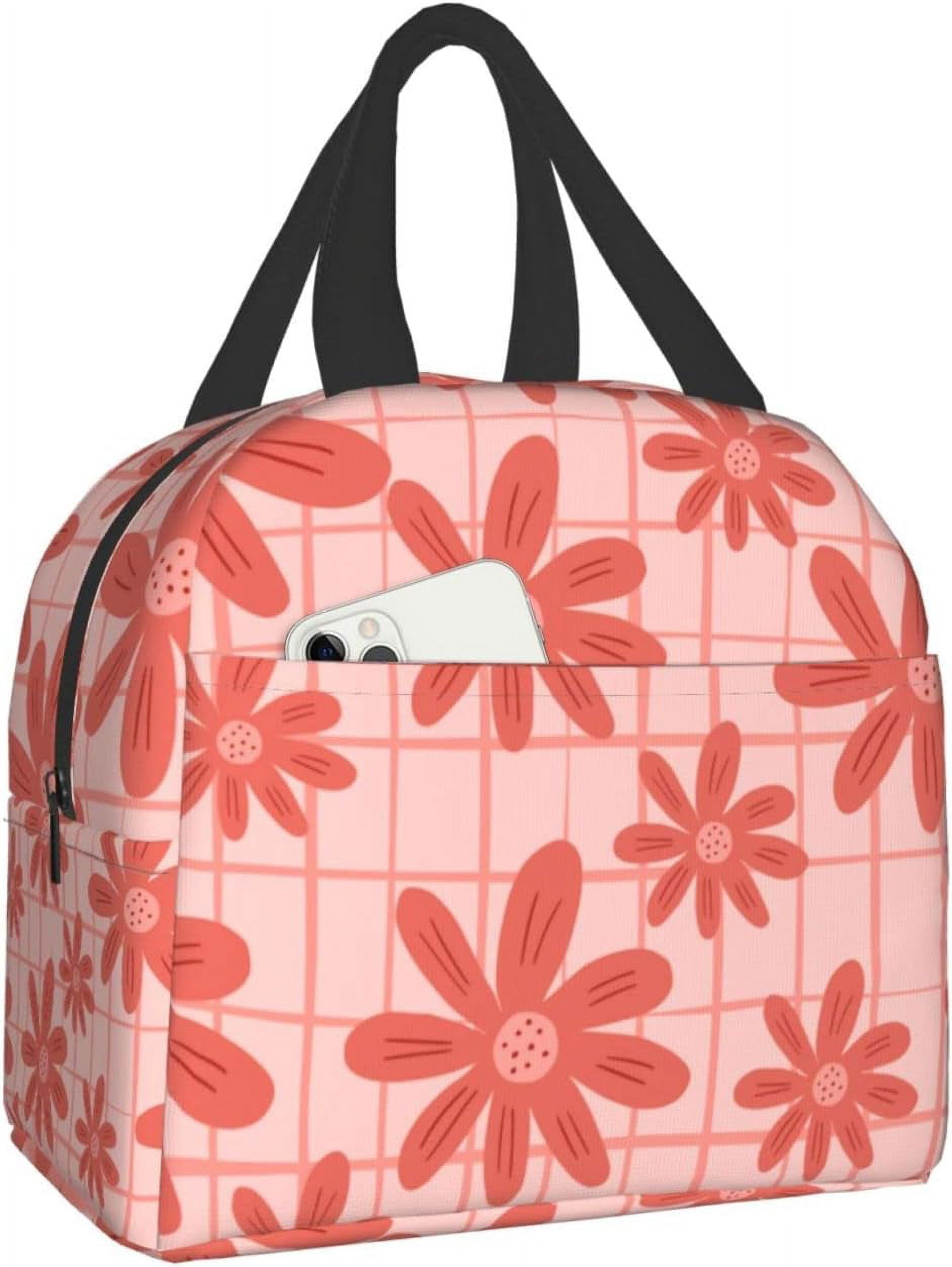 Hyang Pink Floral Lunch Box Reusable Lunch Bag for Travel Picnic ...