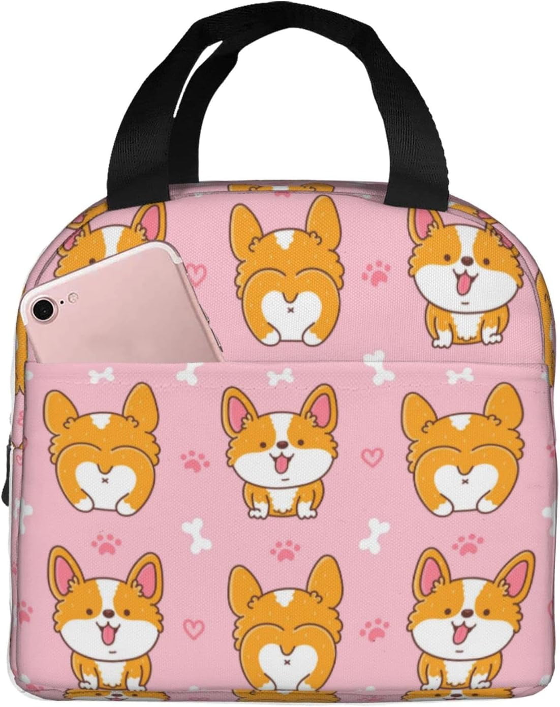 Hyang Pink Kawaii Corgi Lunch Bag for Women Men, Kawaii Dog Corgi ...