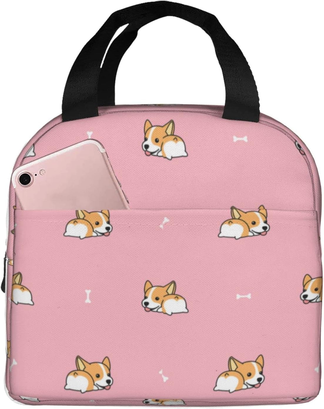 Hyang Pink Kawaii Corgi Lunch Bag for Women Men, Kawaii Dog Corgi ...