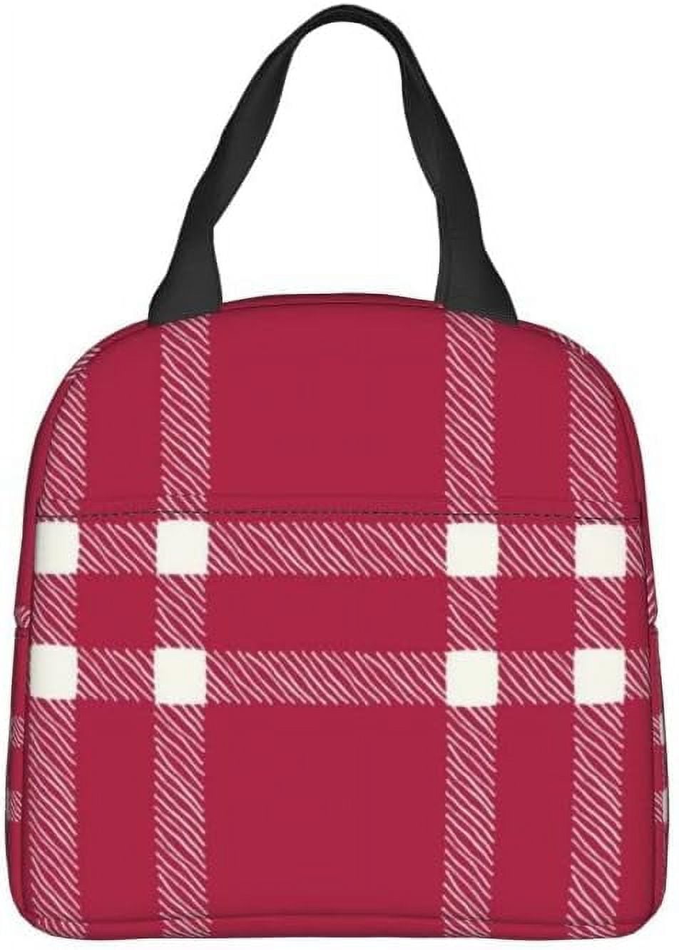 Hyang Purple White Checkerboard Lunch Bag Women Adult, Large Capacity ...