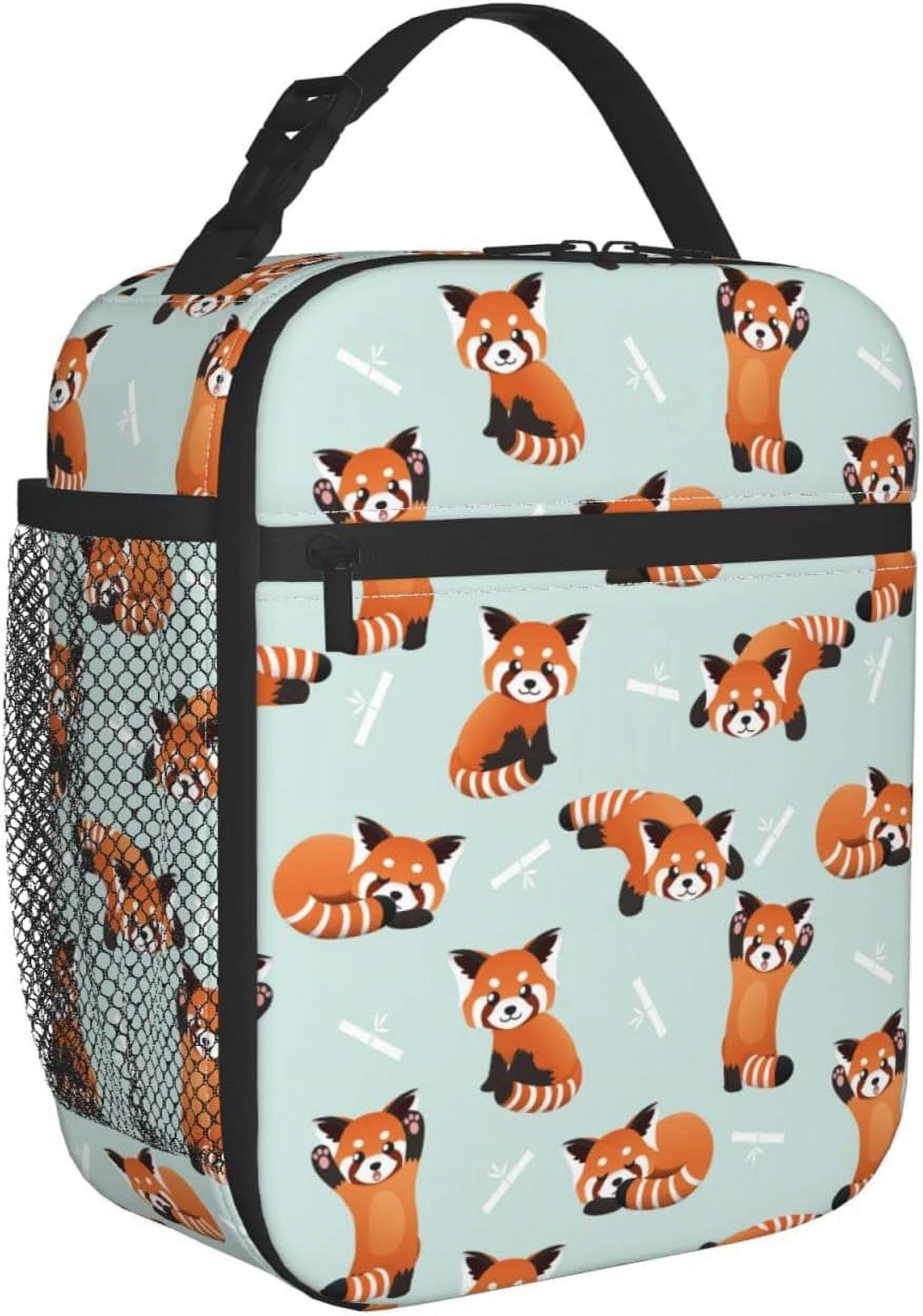 Hyang Red Panda Bears Insulated Lunch Box Reusable Lunch Bag with Side ...