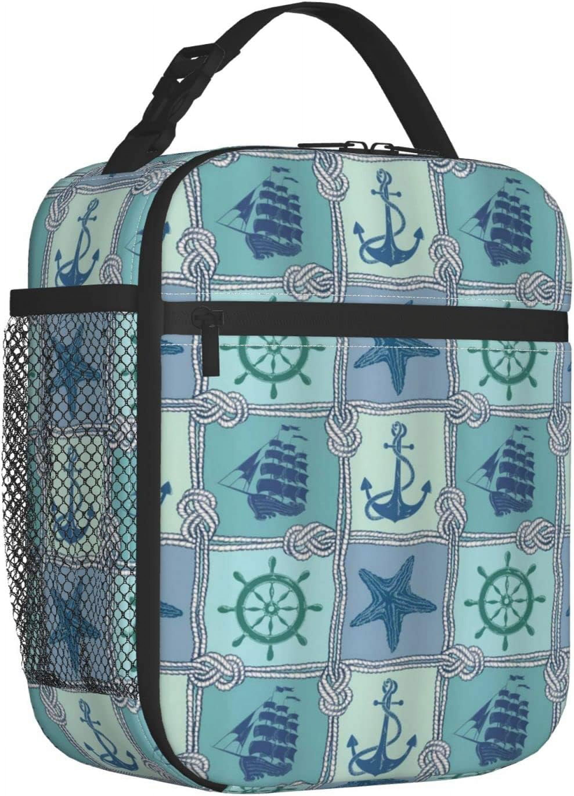 Hyang Rportable Lunch Bag For Women/Men Insulated,Navy Sea Yacht Theme ...