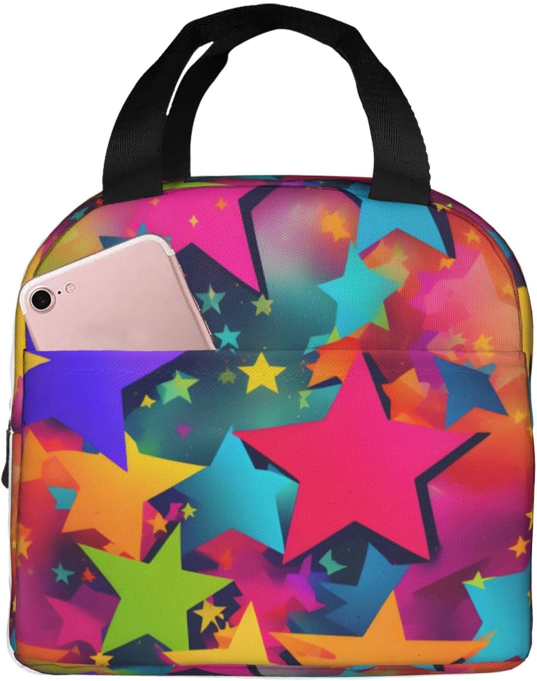 Hyang Work Lunch Box,Rainbow Color stripe Travel Lunch Bag for Women ...