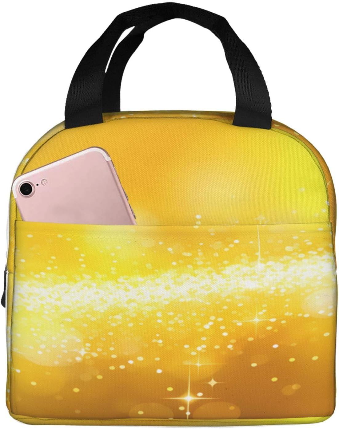 Hyang Yellow With Circles Shapes Insulated Lunch Bag - Chic Practical ...