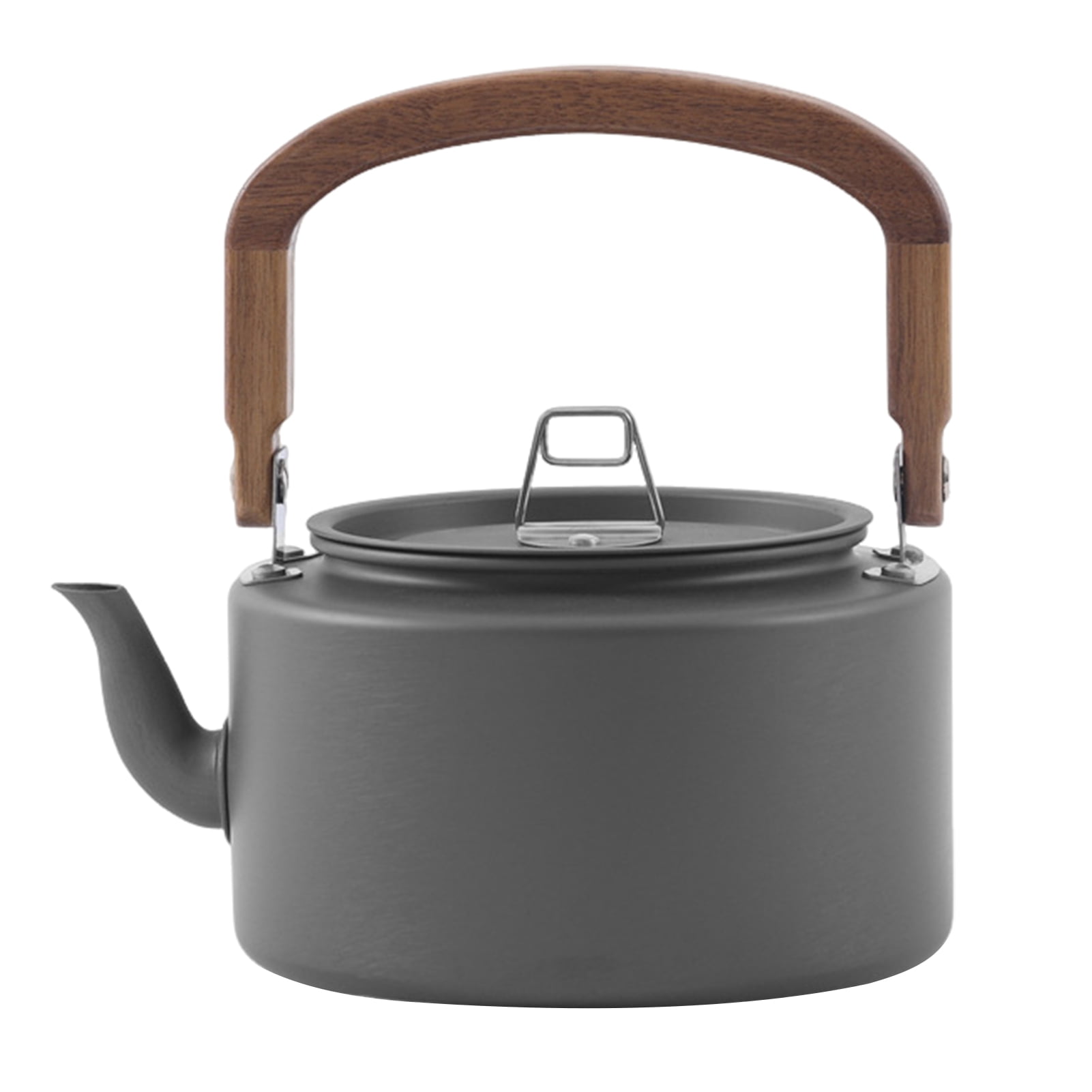 Hyasfey 1.2L Aluminum Alloy Camping Kettle with Anti-Scalding Wooden ...