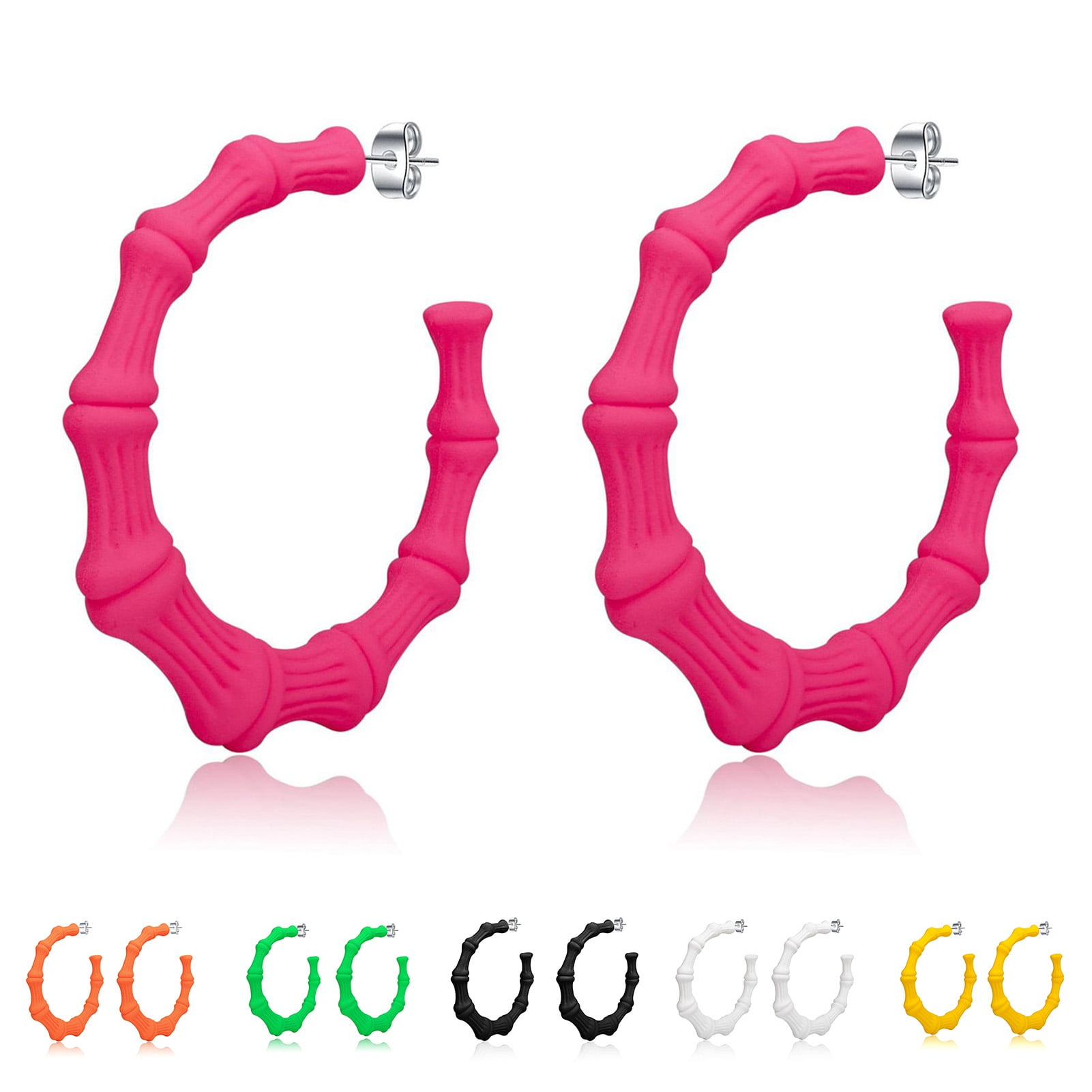 Hyasfey 1 Pair Hoop Earrings Geometric C-shaped Piercing Paint Spraying ...
