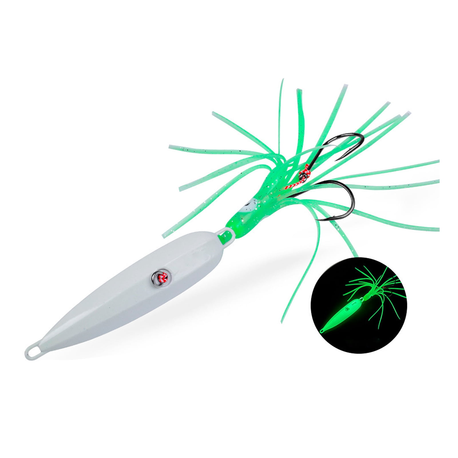 Hyasfey 15CM/5.91G Luminous Squid Jig Hook Slow Shaking Glow-in-the ...