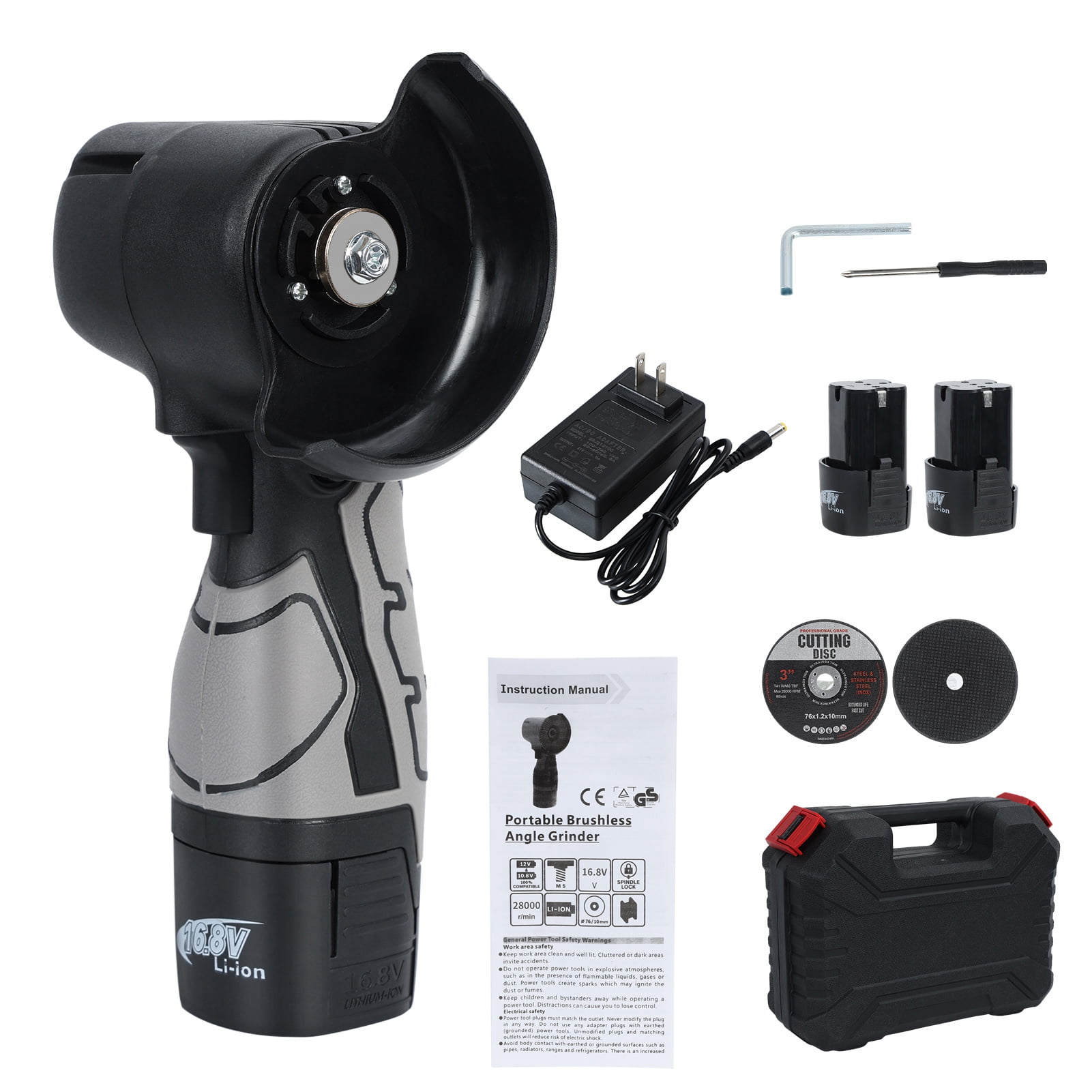 Hyasfey 16.8V 550W Cordless Mini Angle Grinder, Brushless Cut Off ...