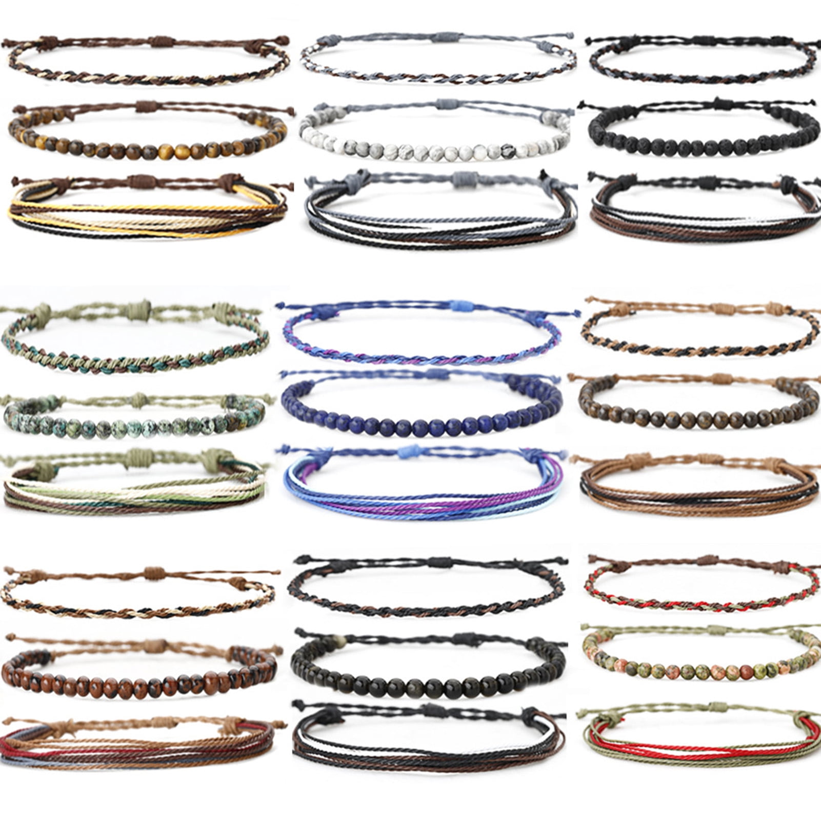 Hyasfey 3 Pcs/Set Friendship Bracelets Wax Line Braided Vintage ...