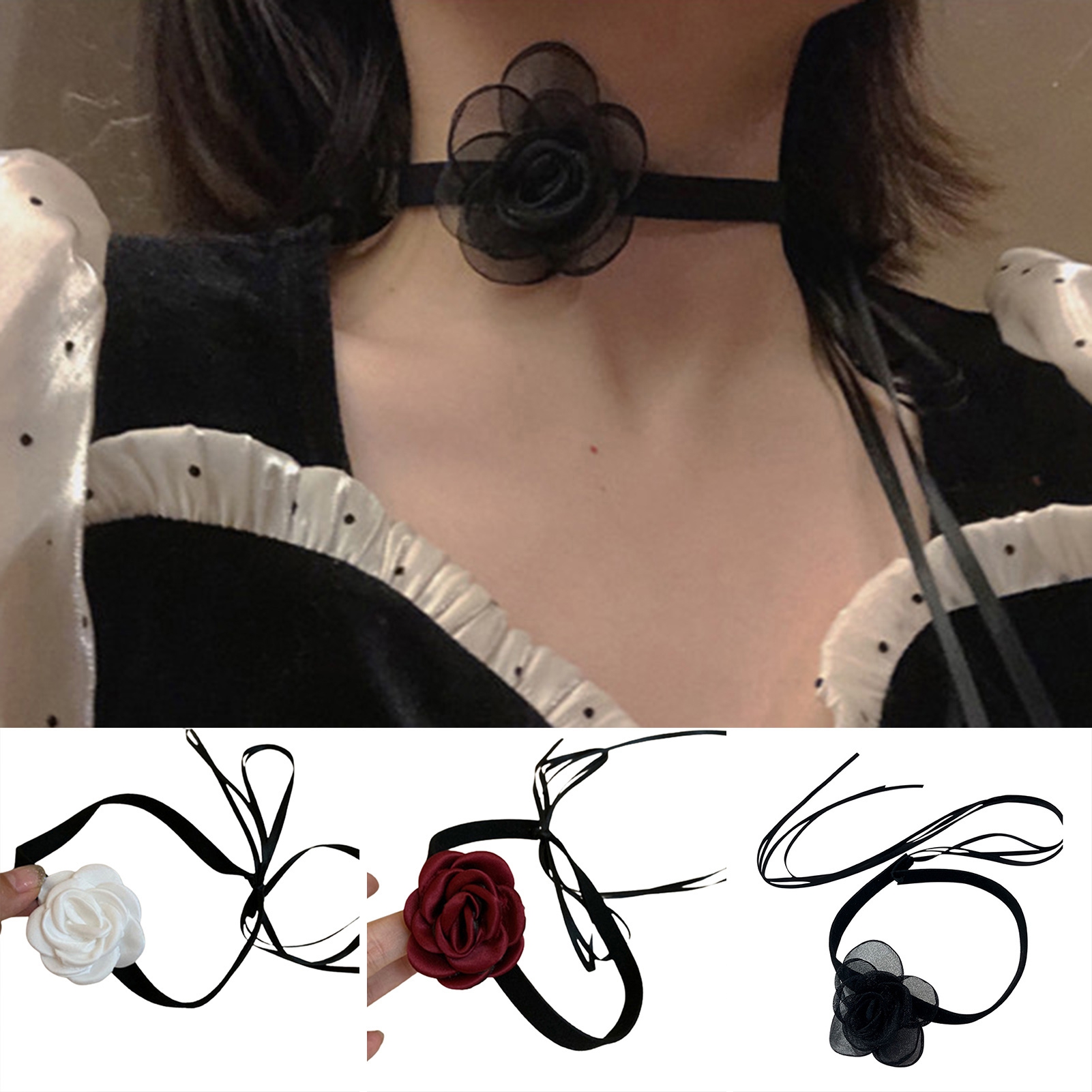 Hyasfey Choker Necklace Elegant Sexy Strap Handmade Adjustable Length ...