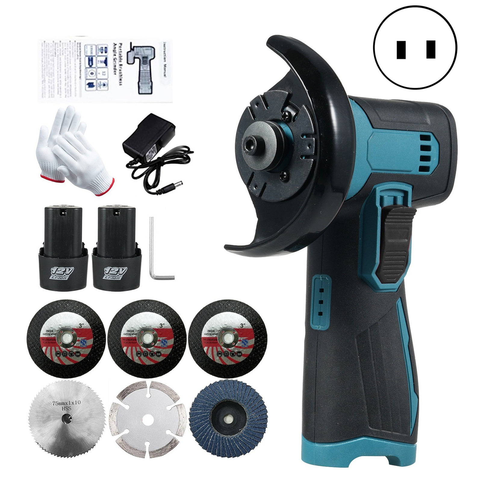 Hyasfey Cordless Angle Grinder Set Tool Handheld Cutter - Walmart.com