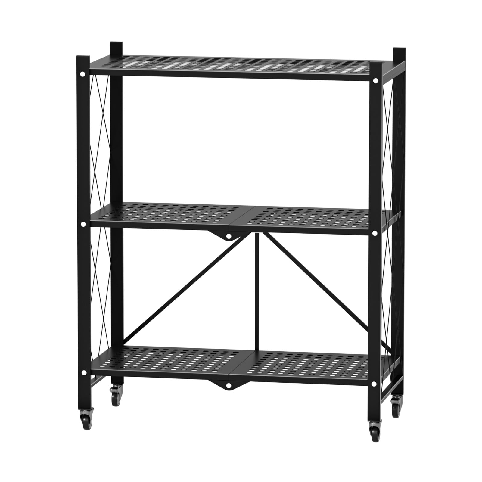 Hyasfey Foldable Storage Shelves, Expandable Metal Rack with Wheels ...